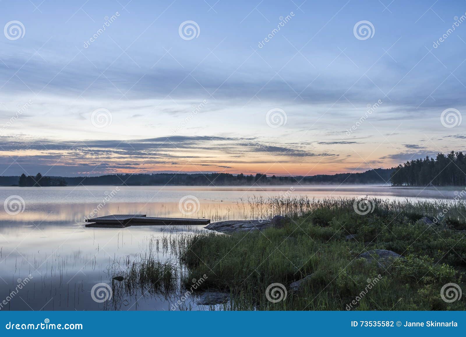 Midsummer Night Next To Lake in Finland Stock Photo - Image of ...