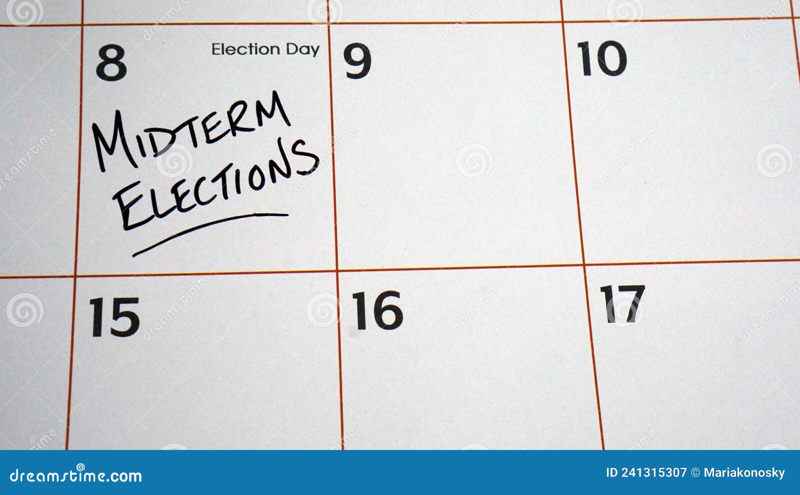 Midterm Elections Marked on a Calendar Stock Image - Image of election ...