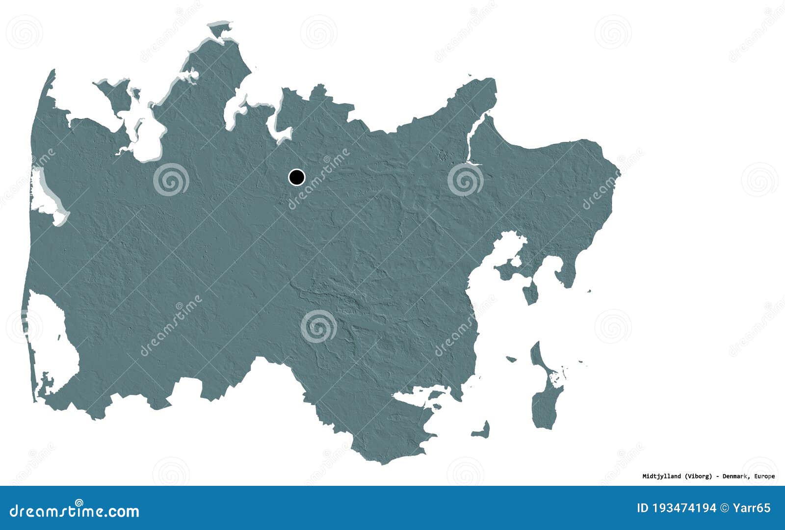 Midtjylland, Region of Denmark, on White. Administrative Stock ...