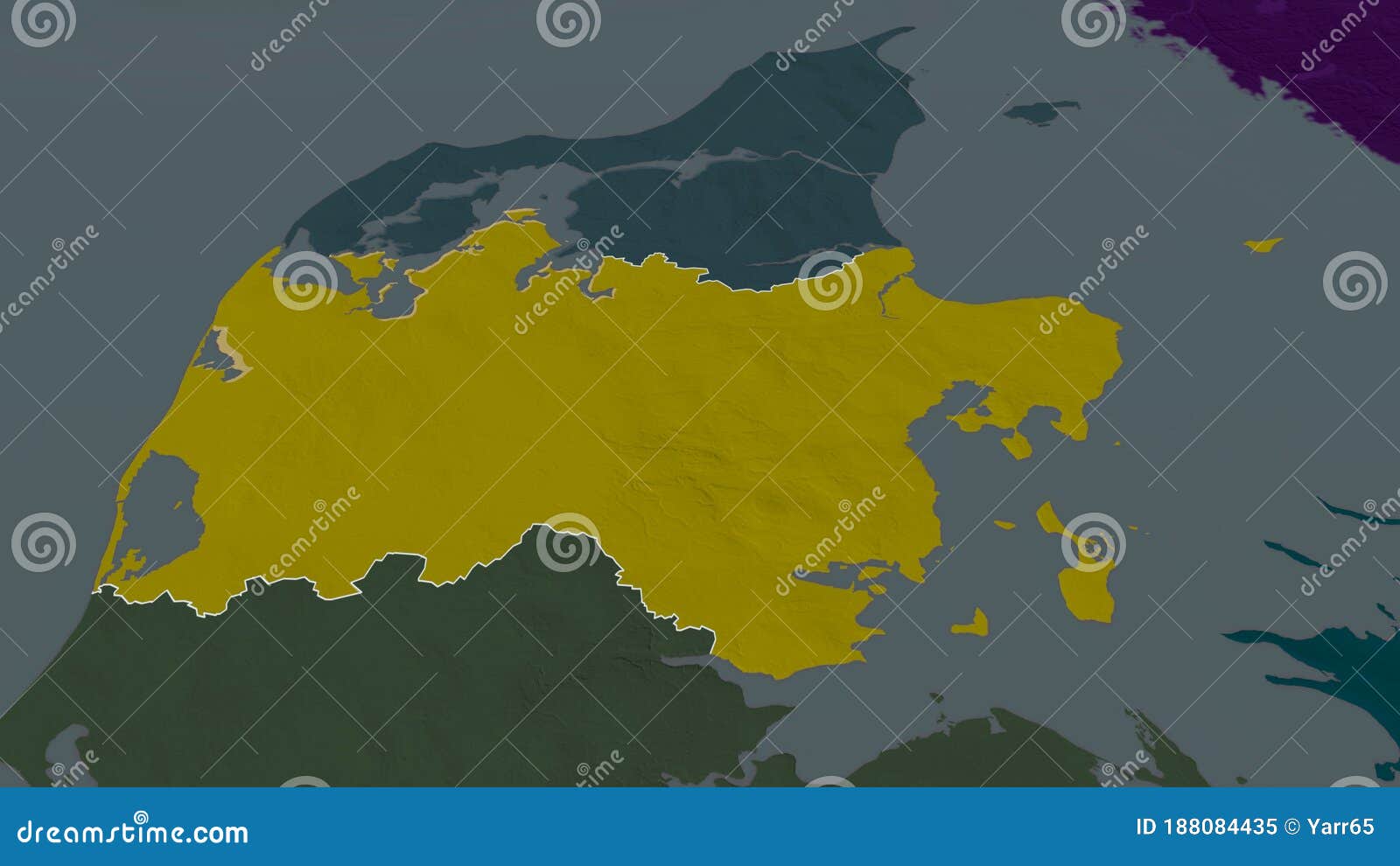 Midtjylland, Denmark - Highlighted. Administrative Stock Illustration ...