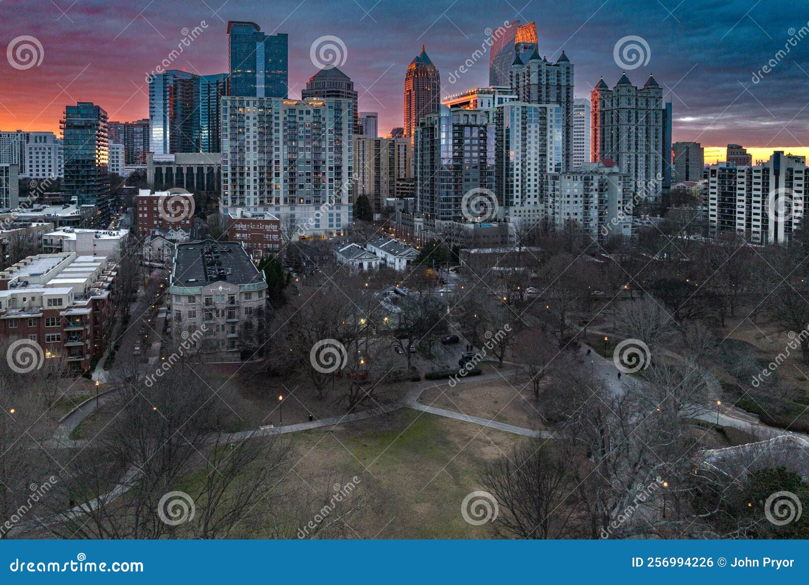 Midtown Atlanta at sunset stock photo. Image of metropolitan - 256994226