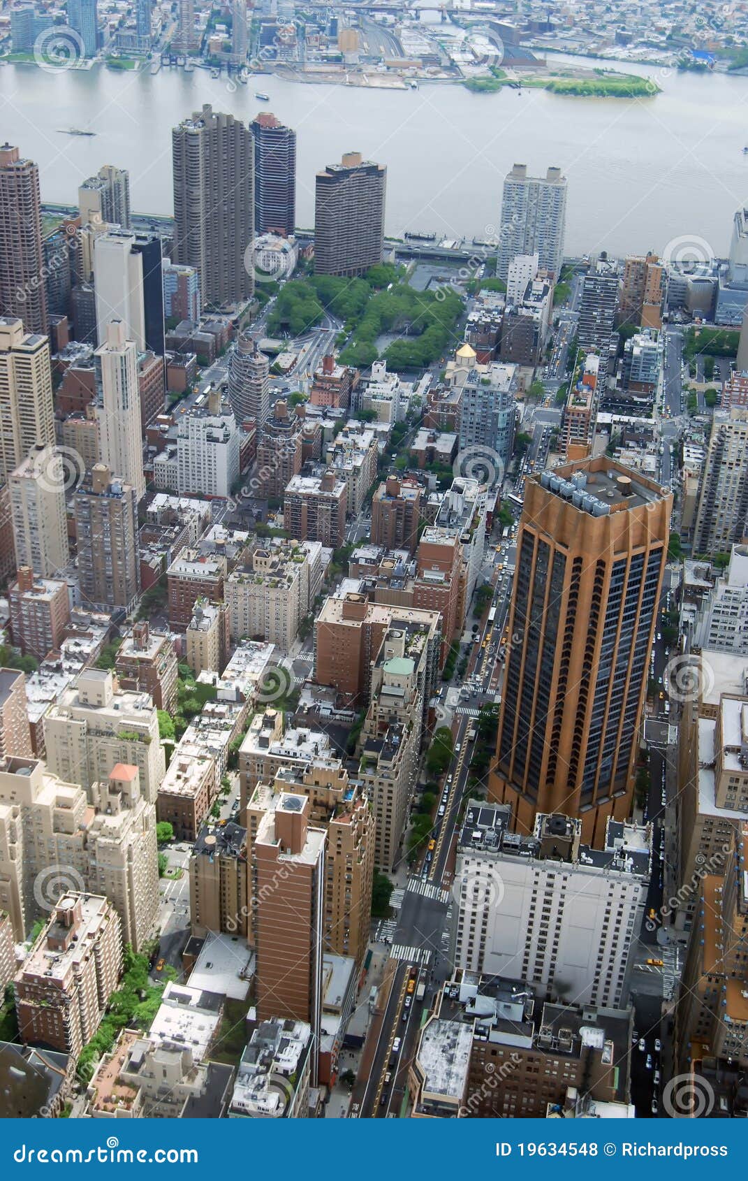 Midtown Manhattan Aerial View Stock Photo - Image of rivers, manhattan ...