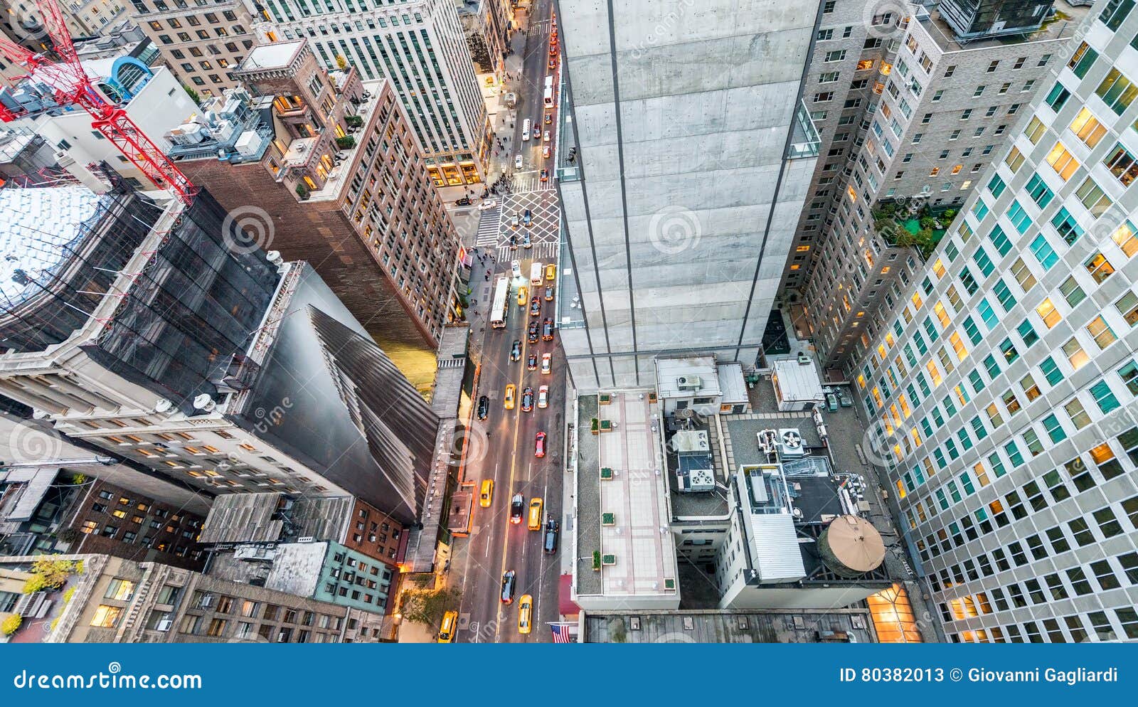 Midtown Manhattan from Rooftop, Aerial View at Sunset Stock Image ...