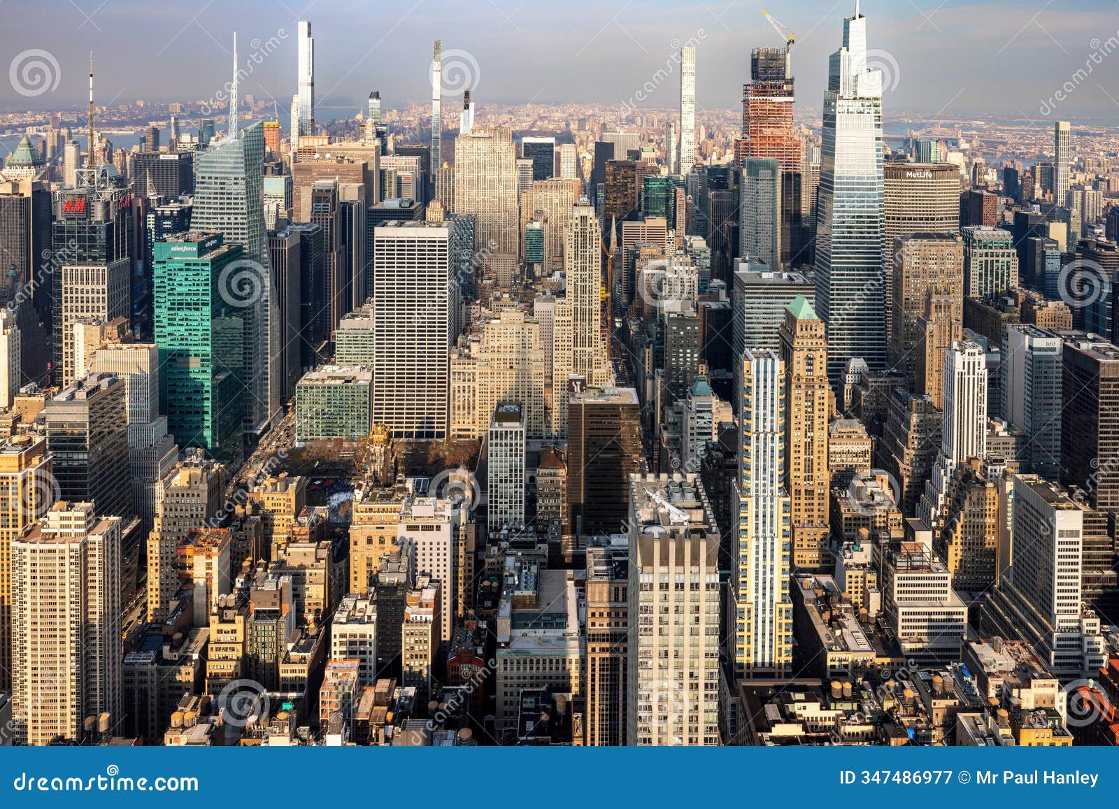 Midtown Manhattan Skyline Aerial View Stock Image - Image of density ...