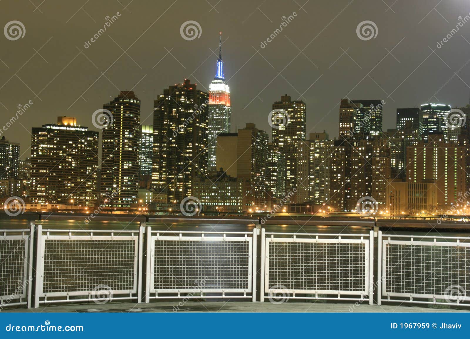 Midtown Manhattan Skyline at Night Lights, NYC Stock Image - Image of ...