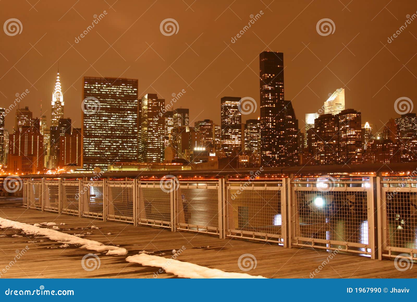 Midtown Manhattan Skyline at Night Lights, NYC Stock Photo - Image of ...
