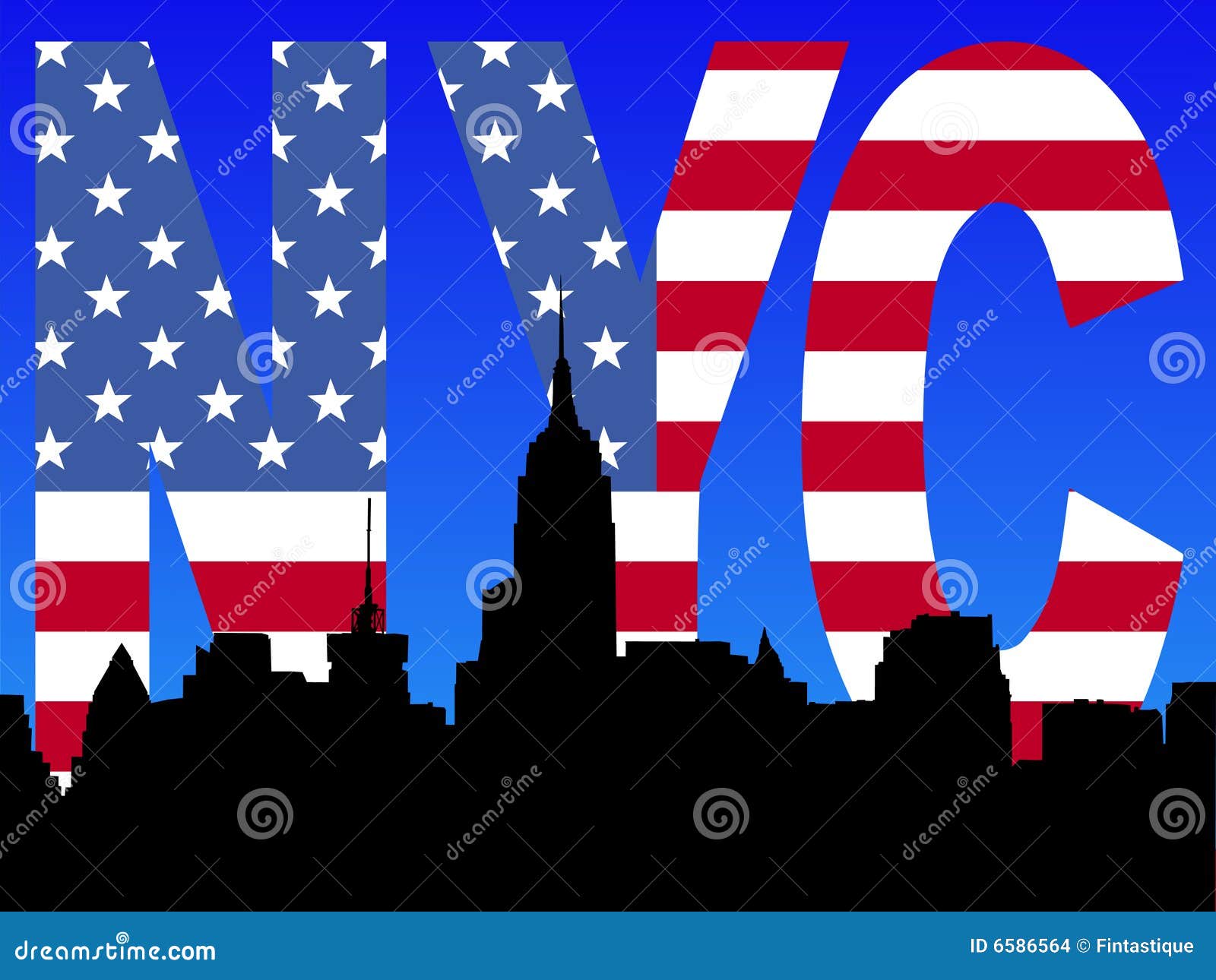 Midtown Skyline with Flag Text Stock Vector - Illustration of proud ...