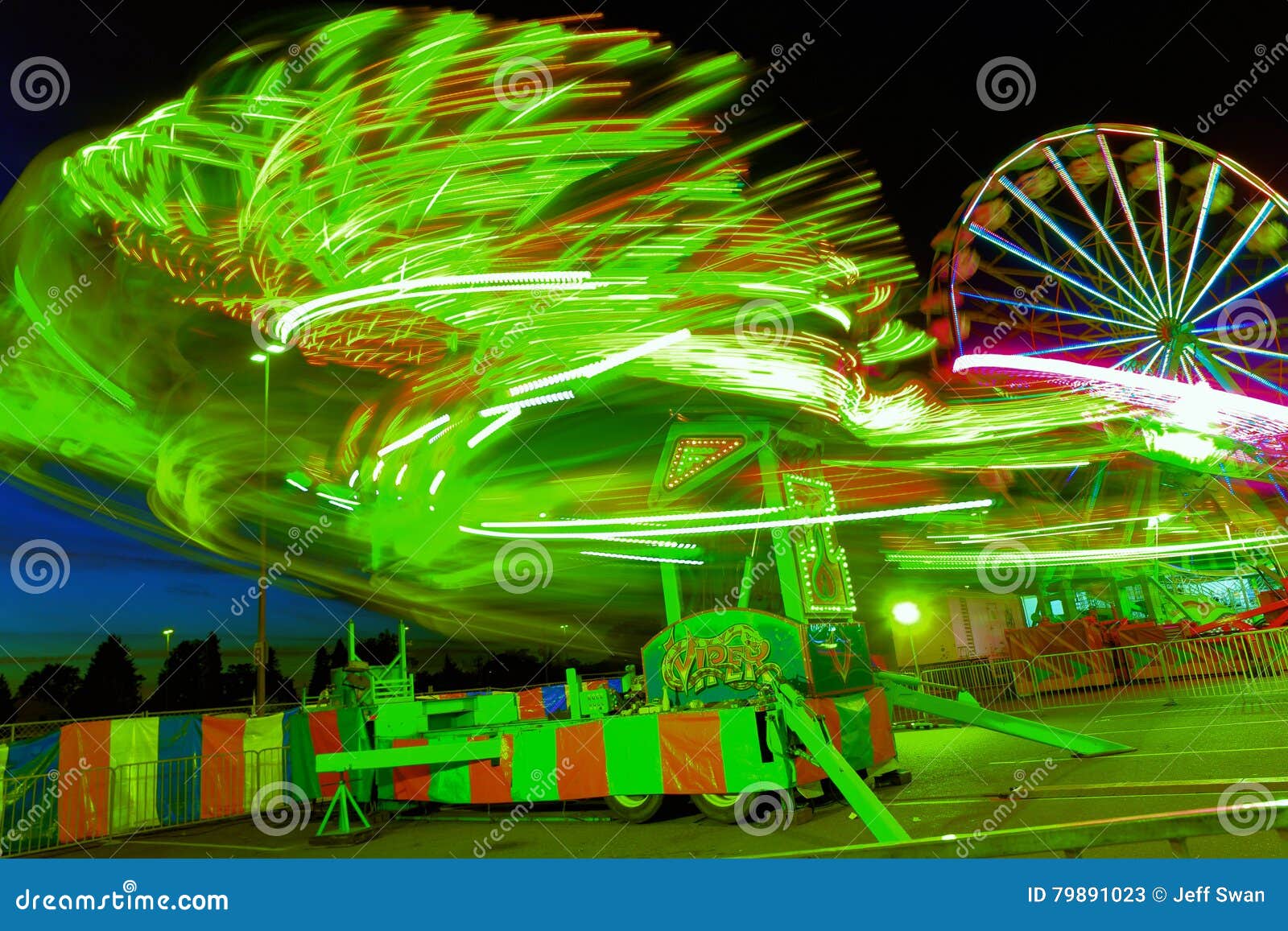 The midway at night. editorial stock photo. Image of long - 79891023