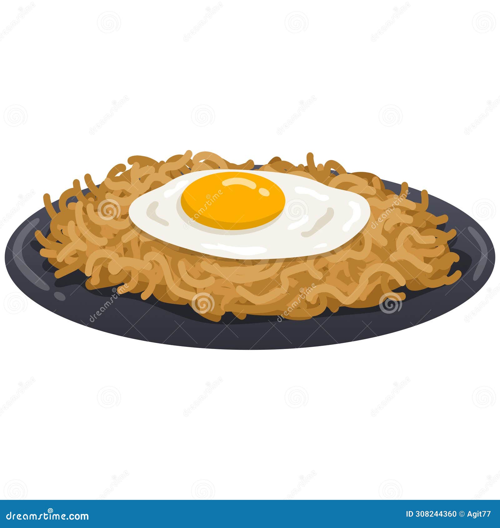 Mie Goreng Fried Noodle with Egg Vector Illustration Stock Vector ...