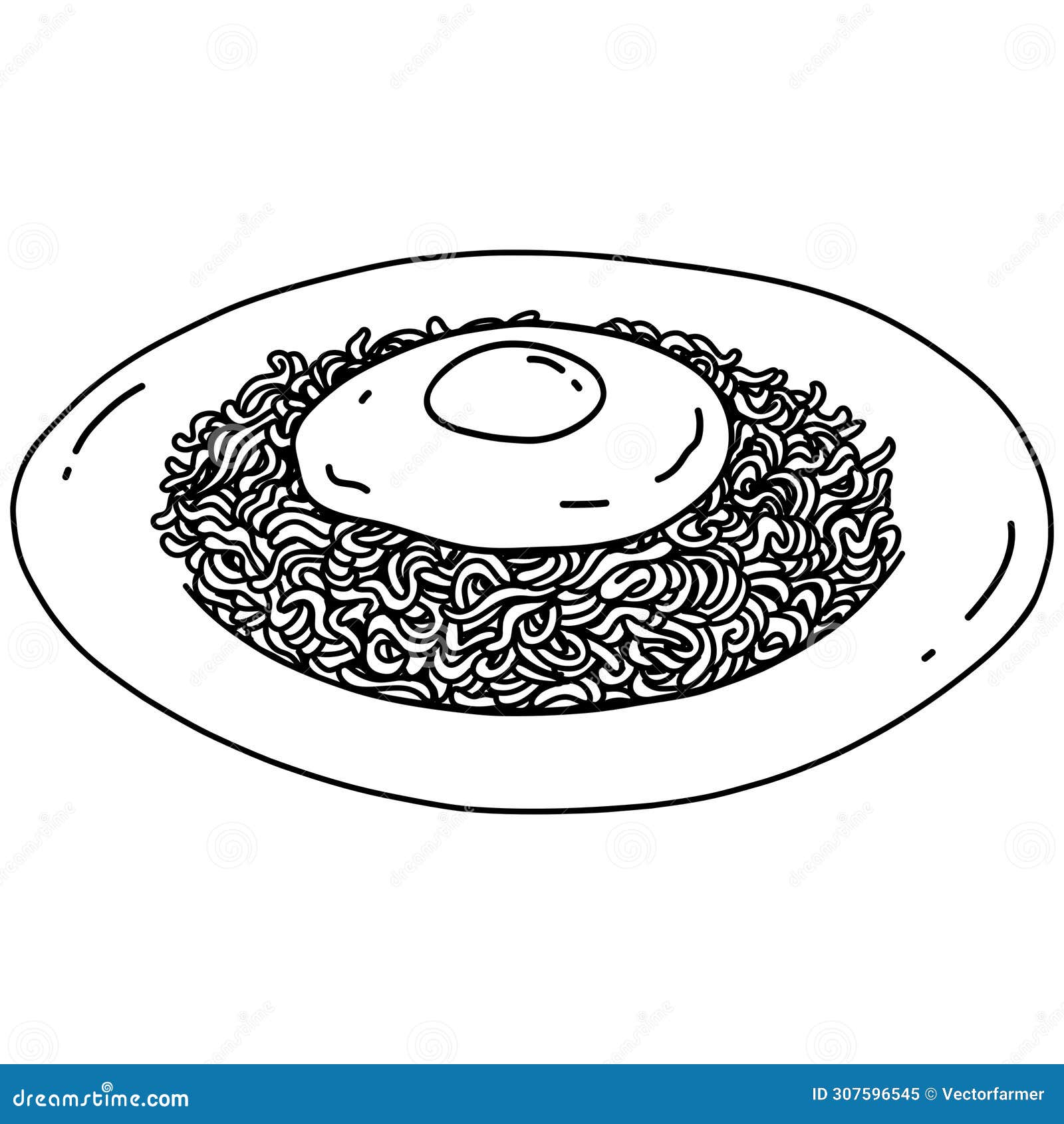 Mie Goreng Fried Noodle Ramen Doodle Drawing Illustration Vector Stock ...