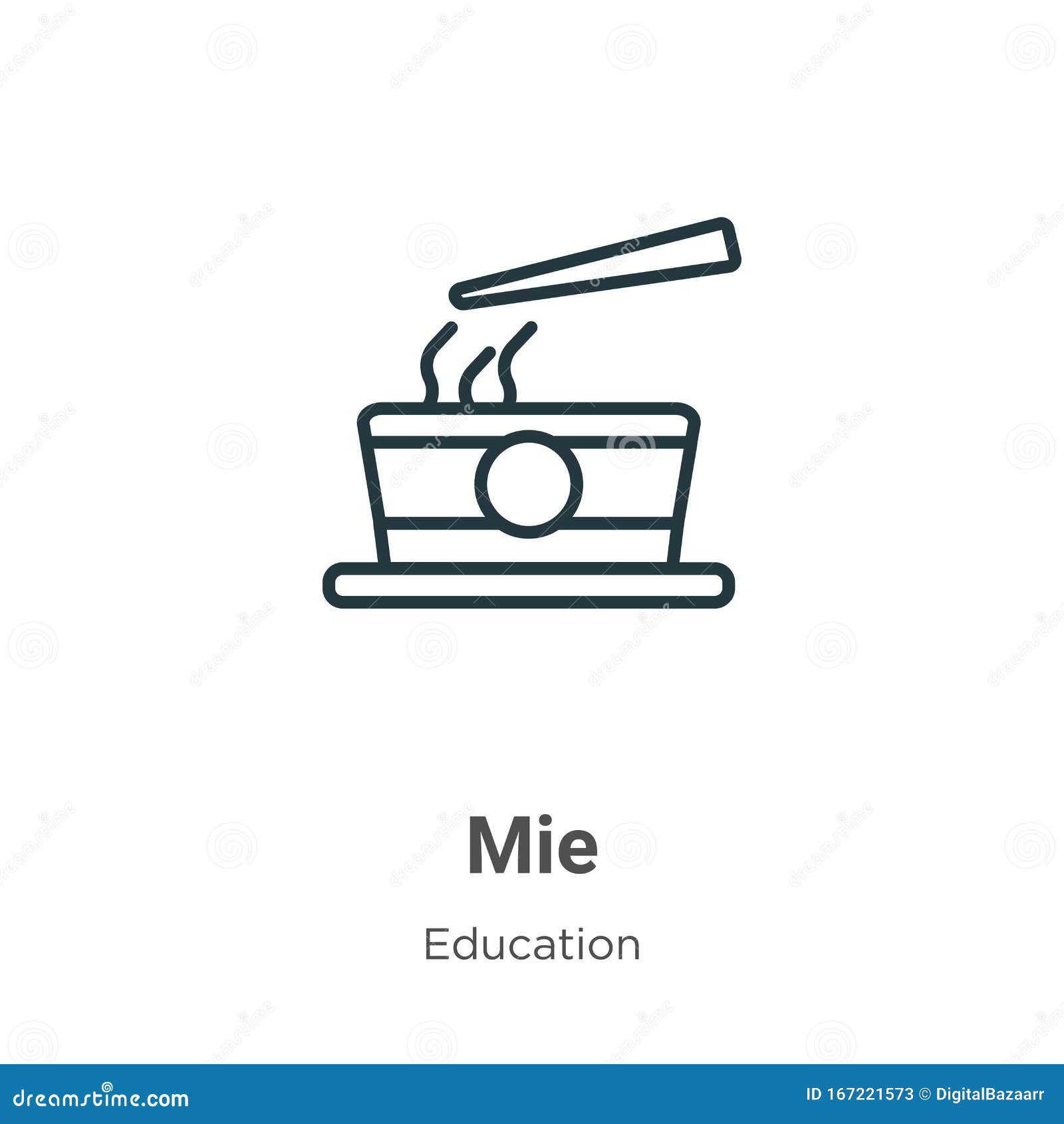 Mie Outline Vector Icon. Thin Line Black Mie Icon, Flat Vector Simple ...