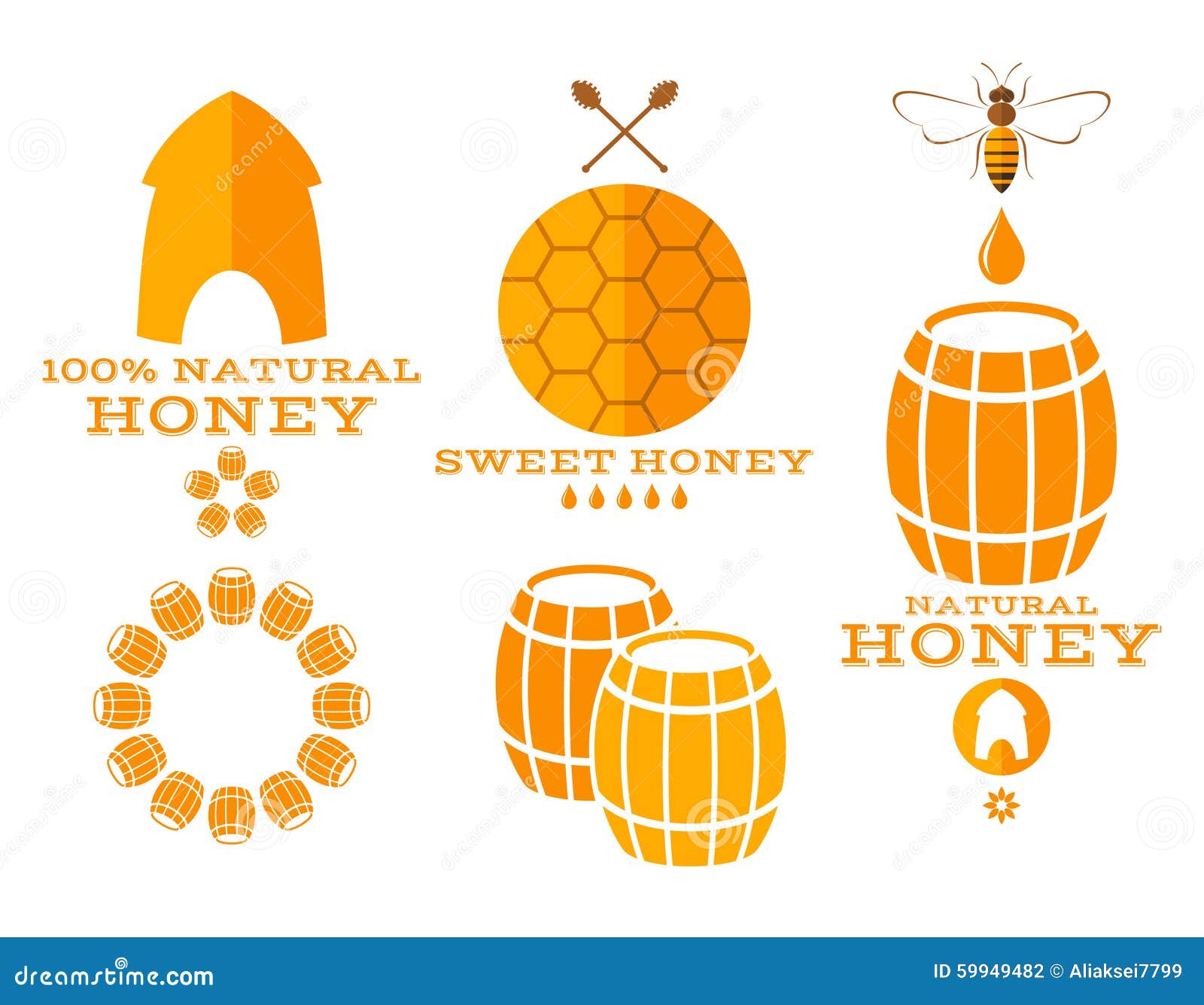 Miel labels et icônes illustration de vecteur. Illustration du manger ...