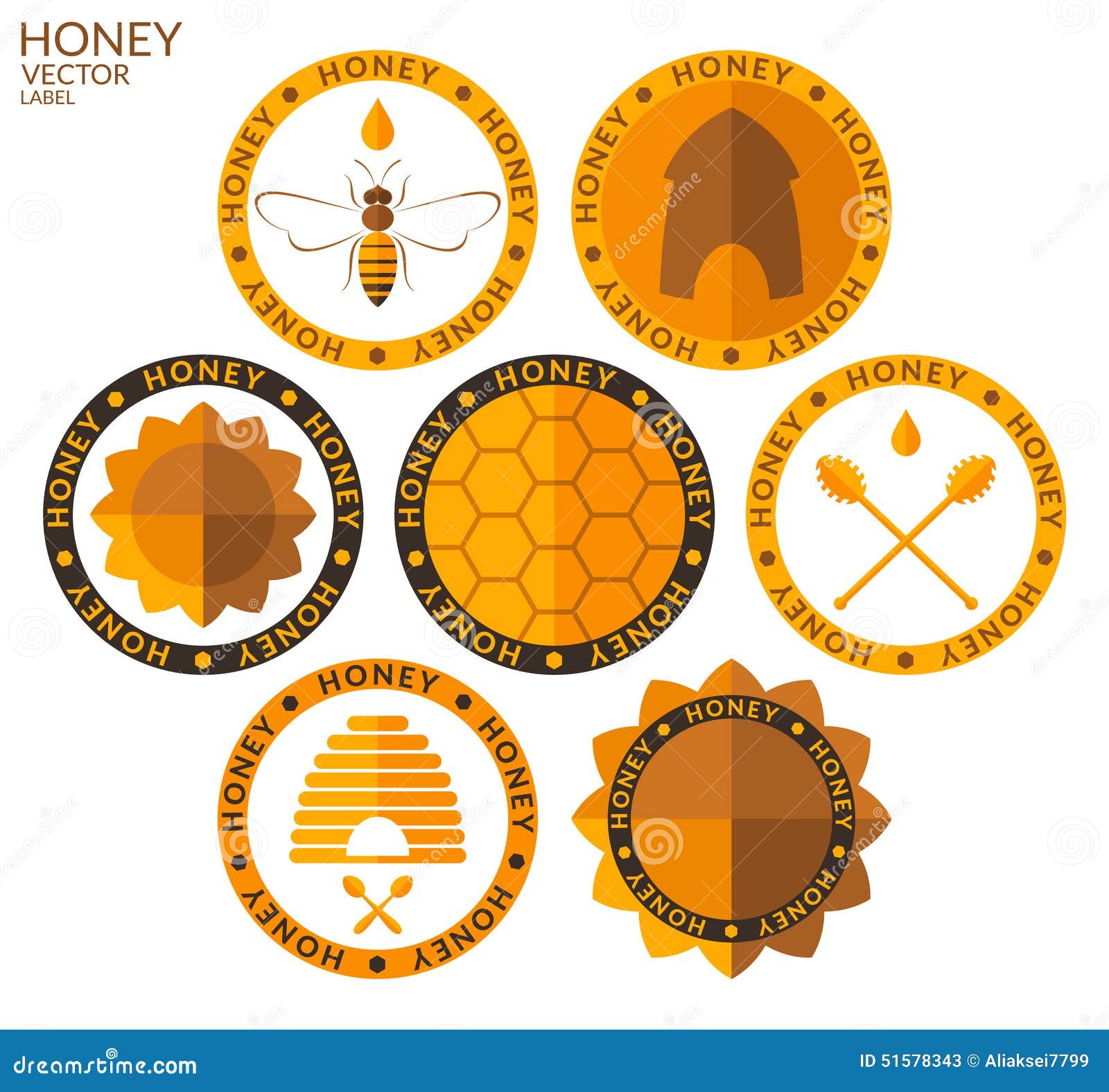 Miele insieme illustrazione vettoriale. Illustrazione di isolato - 51578343