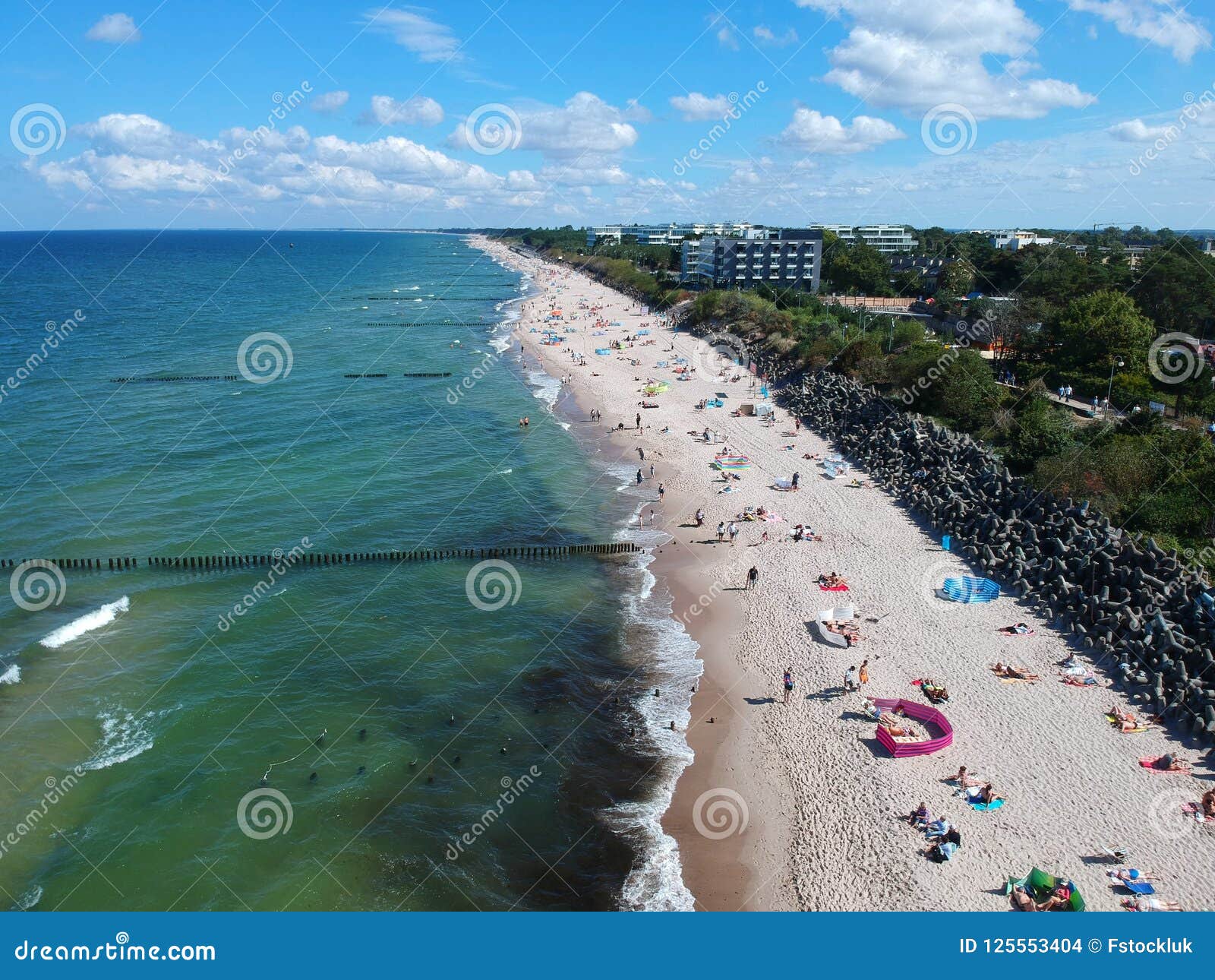 MIELNO, POLAND - 14 JULY 2019 - Drone Aerial Top Down View On Sunny ... MIELNO, POLAND - 14 JULY 2019 - Drone Aerial Top Down View On Sunny ...