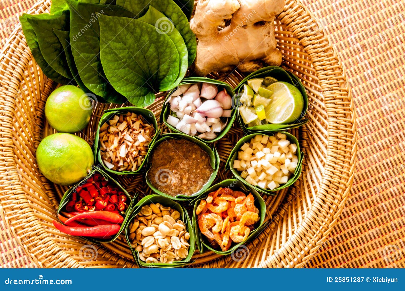 Mieng Kham (Thai Leaf-Wrapped Snack) Stock Image - Image of recipe ...