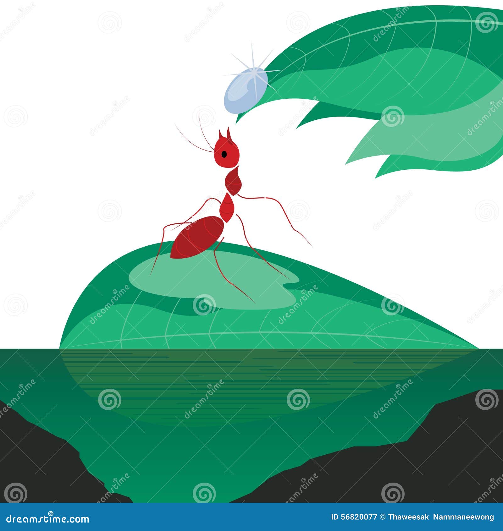 Mier op het groene blad vector illustratie. Illustration of macro ...