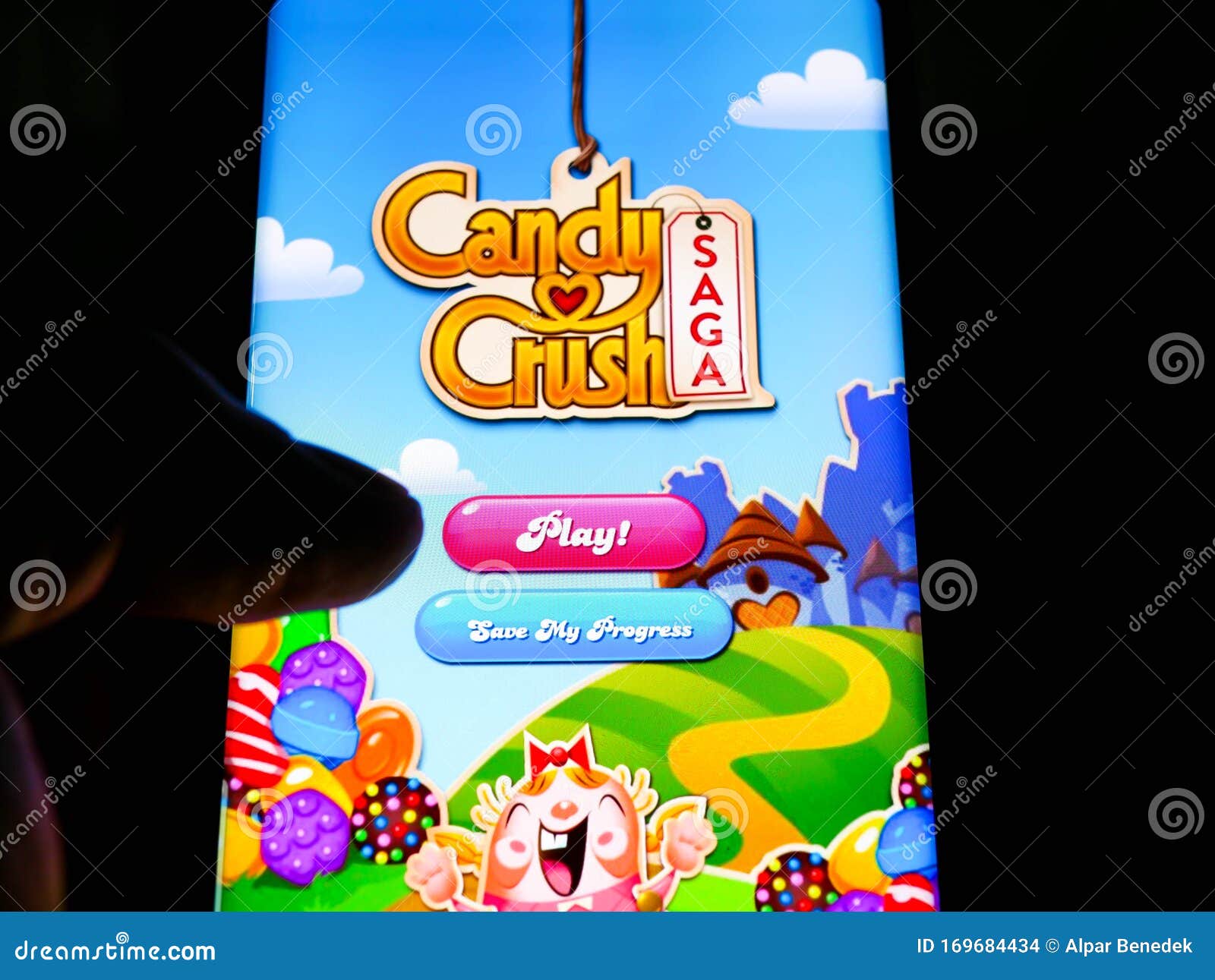 Adult Man Playing Candy Crush Saga Game On Smartphone In A Dark Room Editorial Stock Image 0023