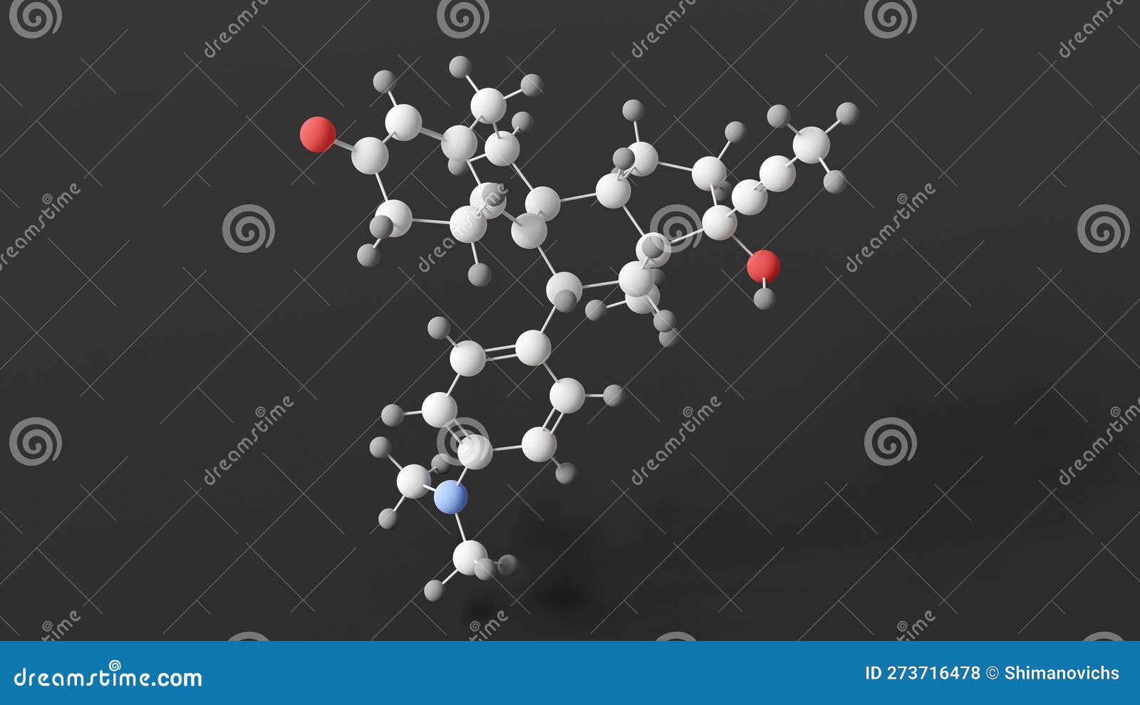 Mifepristone Molecule, Molecular Structure, Ru-486, Ball And Stick 3d ...