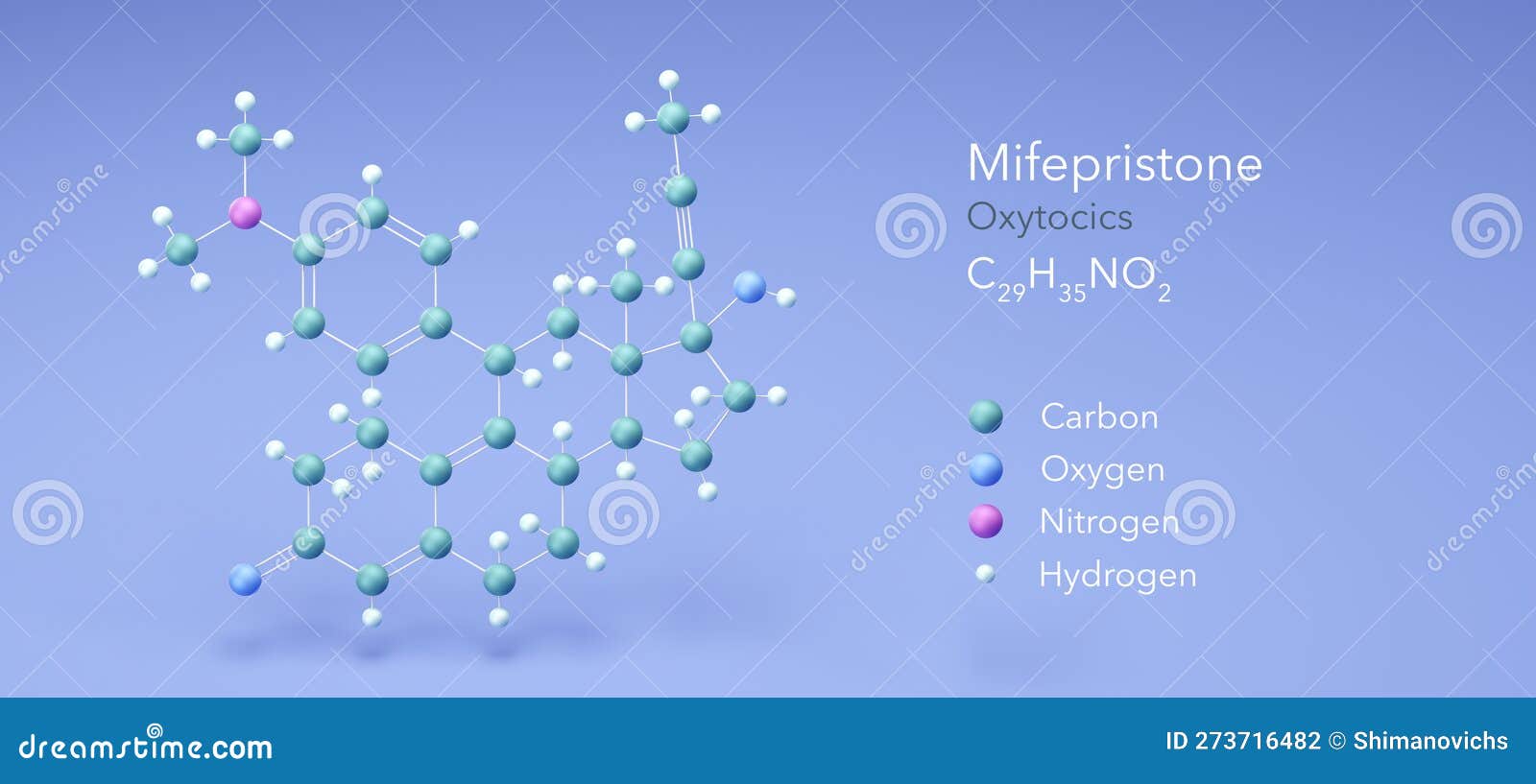 Mifepristone Molecule, Molecular Structures, Oxytocics, 3d Model ...