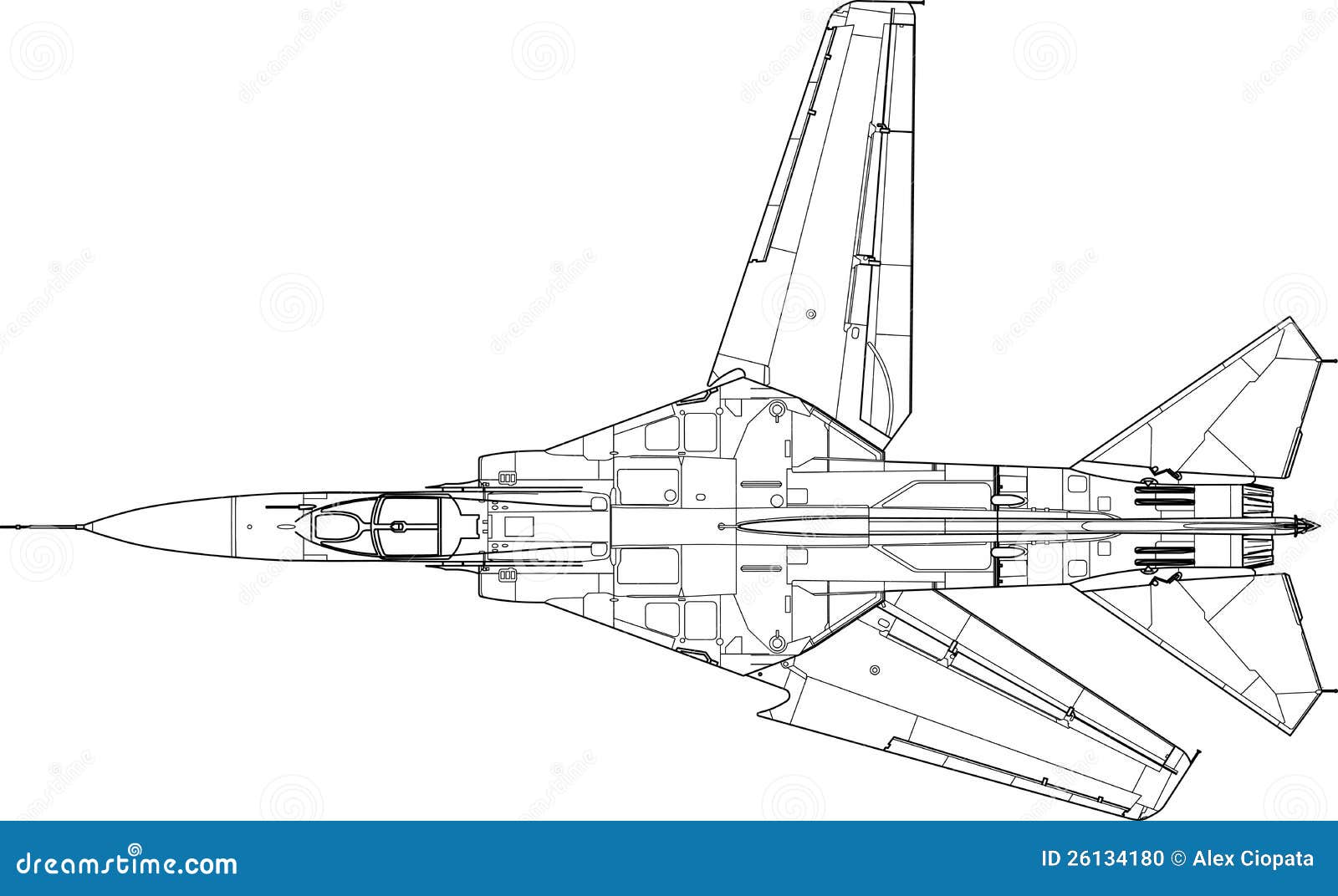 Mig 23 mf stock vector. Illustration of silhouettes, blueprint - 26134180