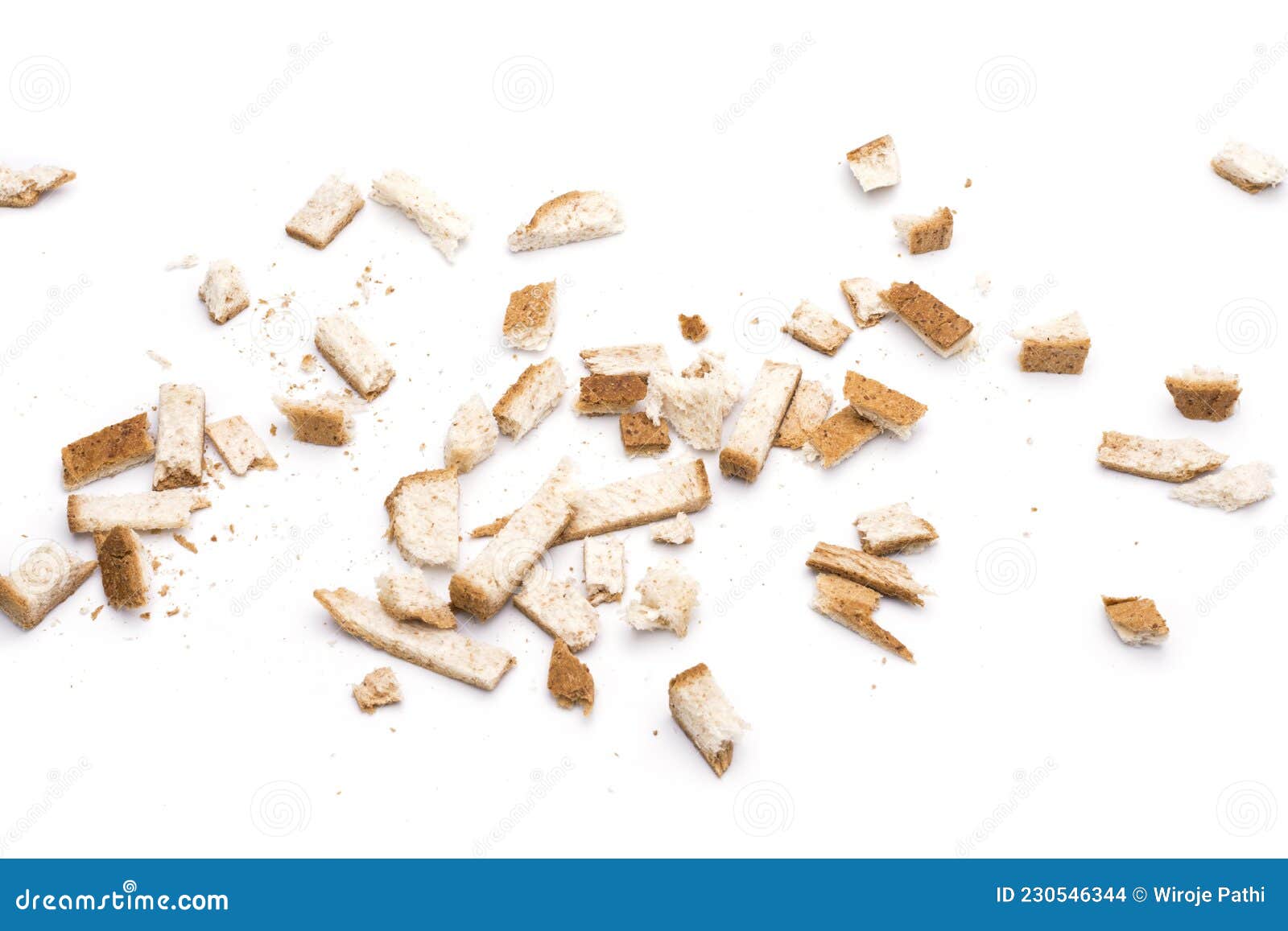 Migajas Dispersas Aisladas En Fondo Blanco Foto de archivo - Imagen de ...