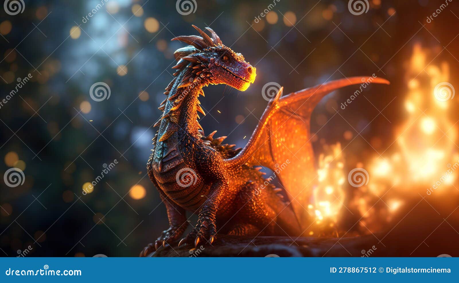 A Mighty Baby Dragon after Breathing Fire. Stock Photo - Image of ...