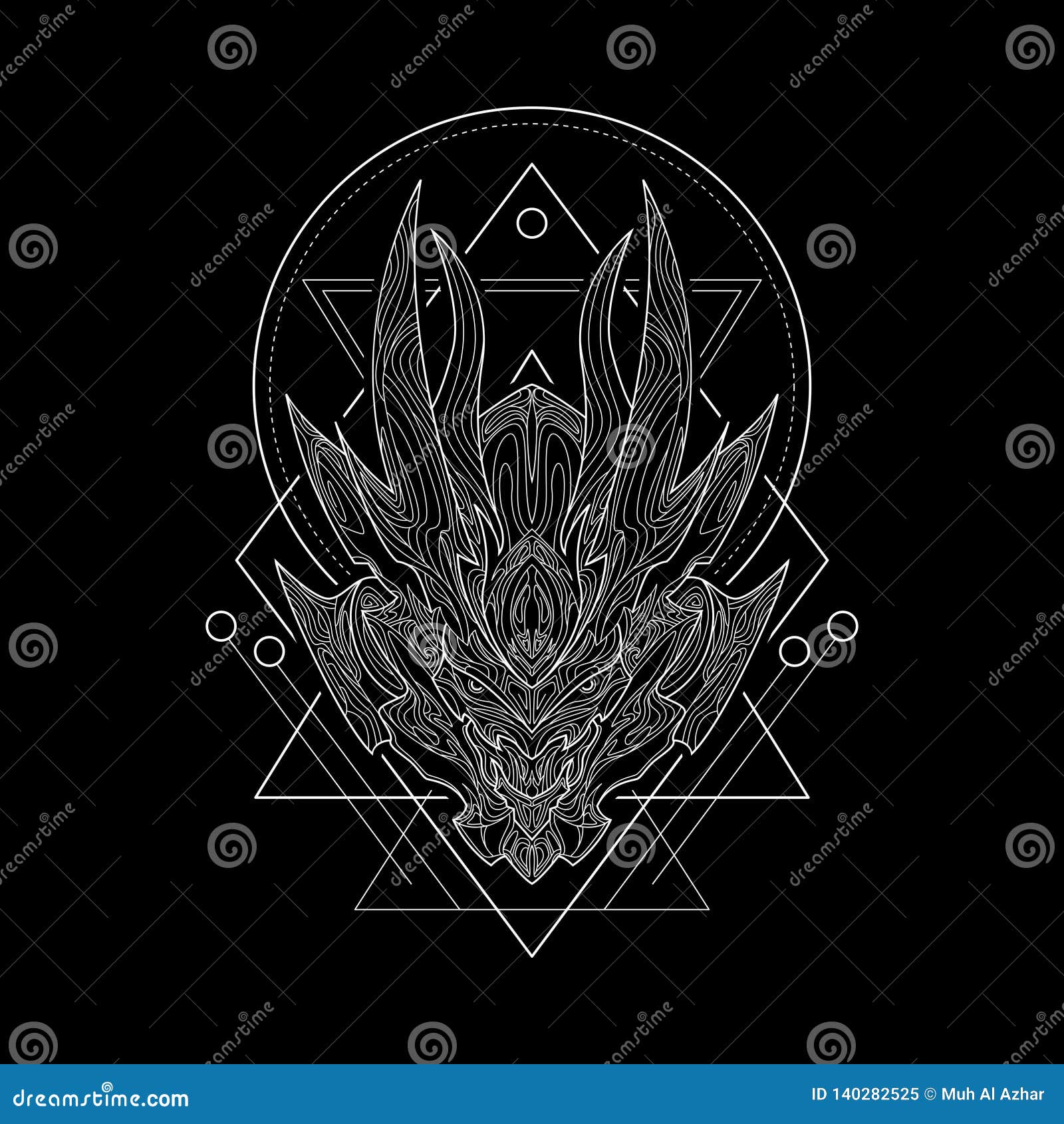 Mighty Demon Geometry Style Stock Vector - Illustration of vintage ...