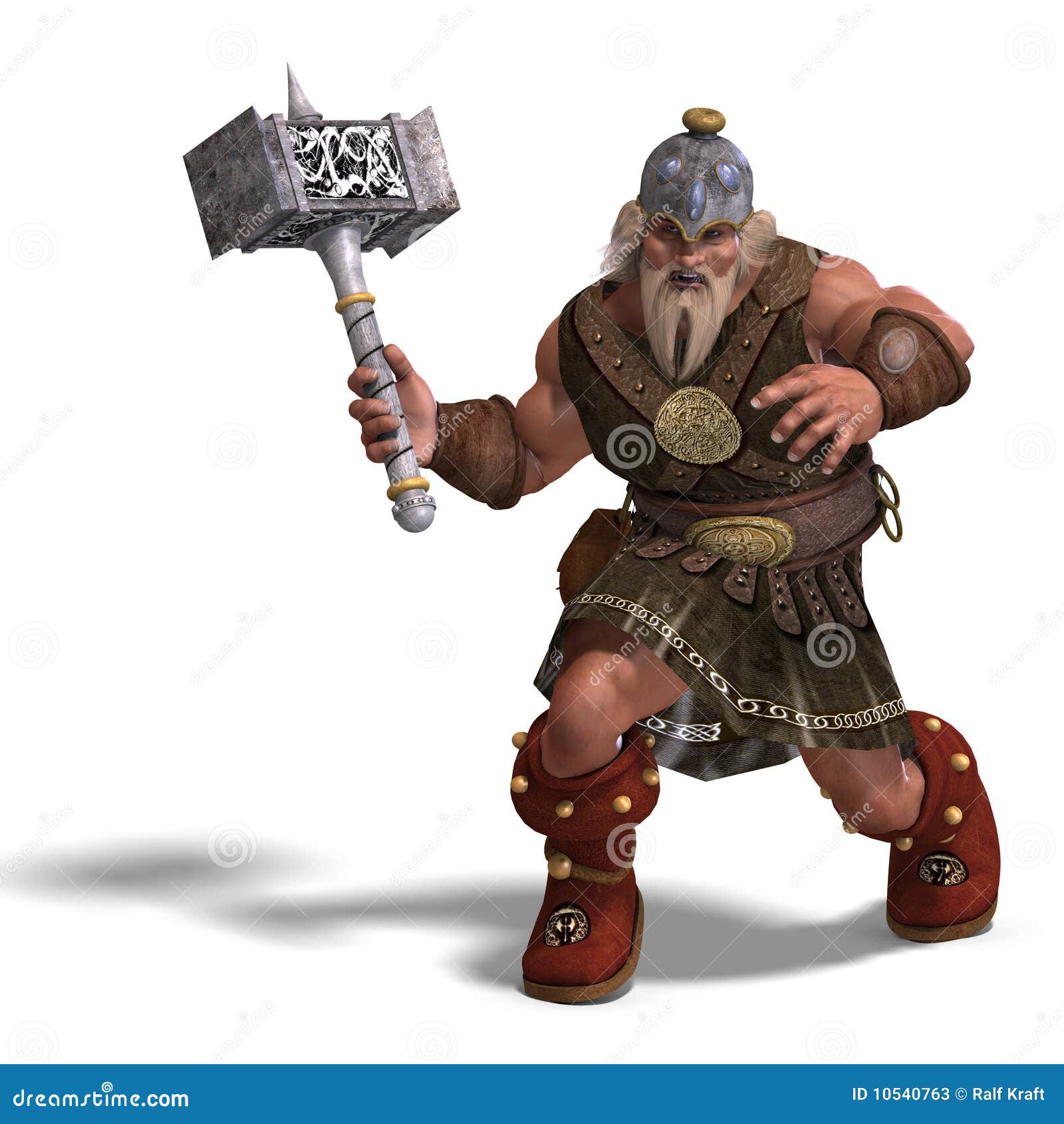 Mighty Fantasy Dwarf with a Hammer Stock Illustration - Illustration of ...