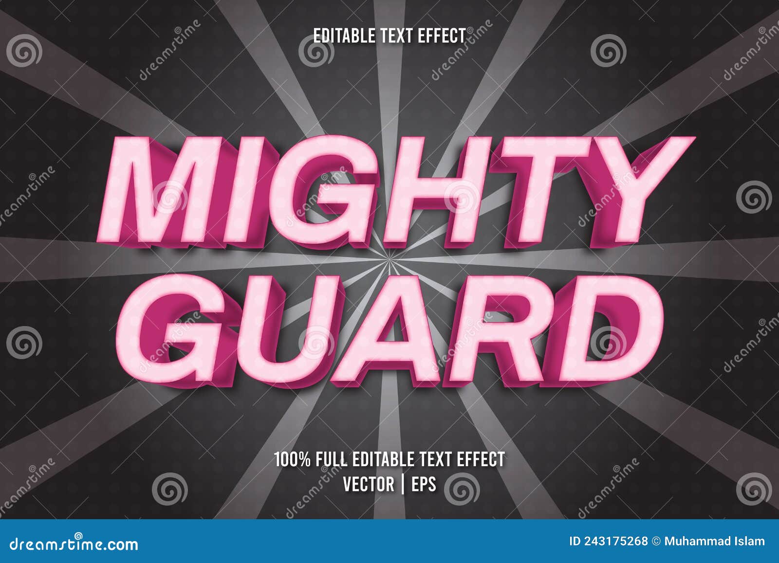 Mighty Guard Editable Text Effect Comic Style Stock Vector ...