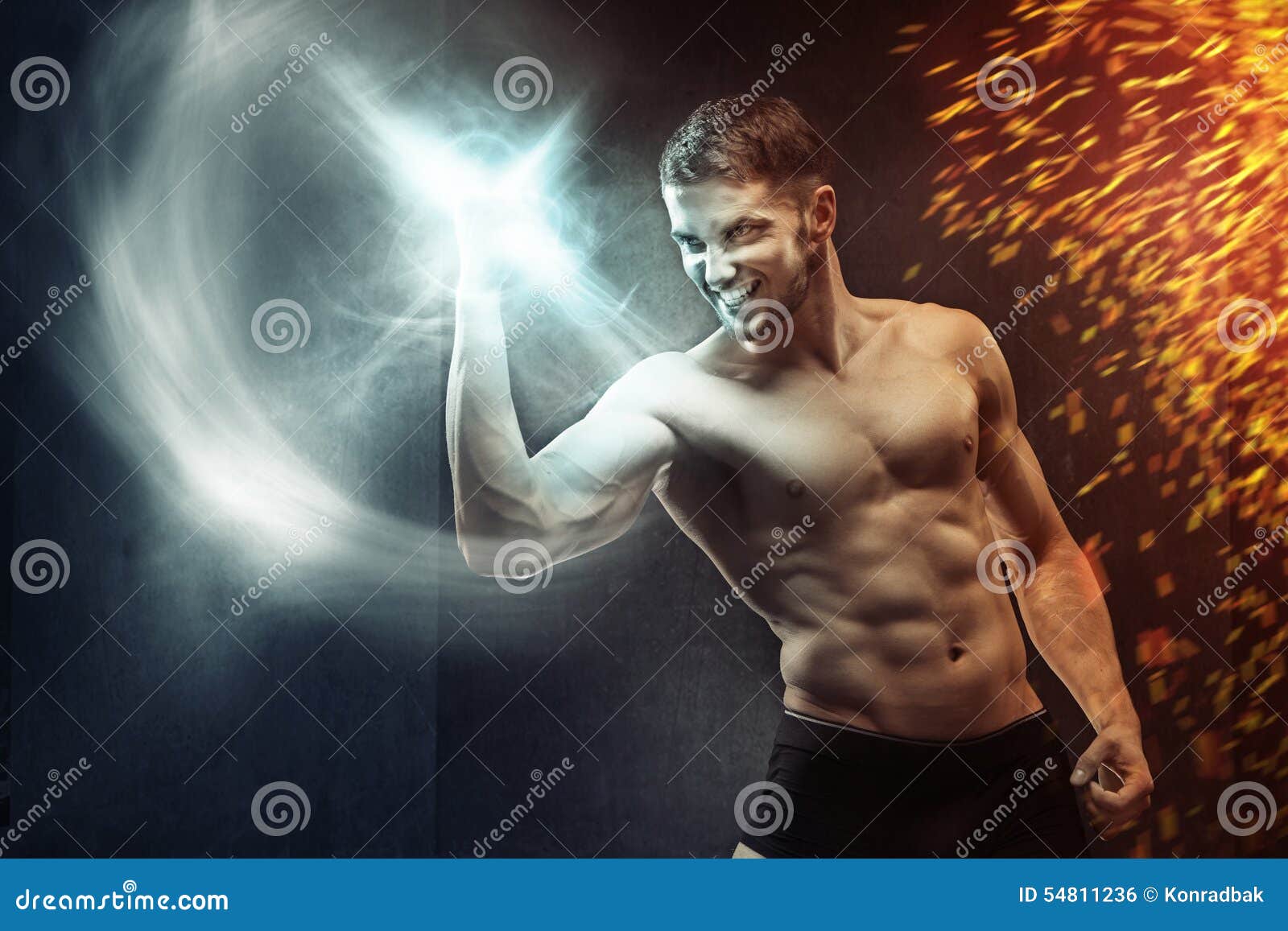 Mighty Guy Holding a Power in the Hand Stock Photo - Image of boxer ...