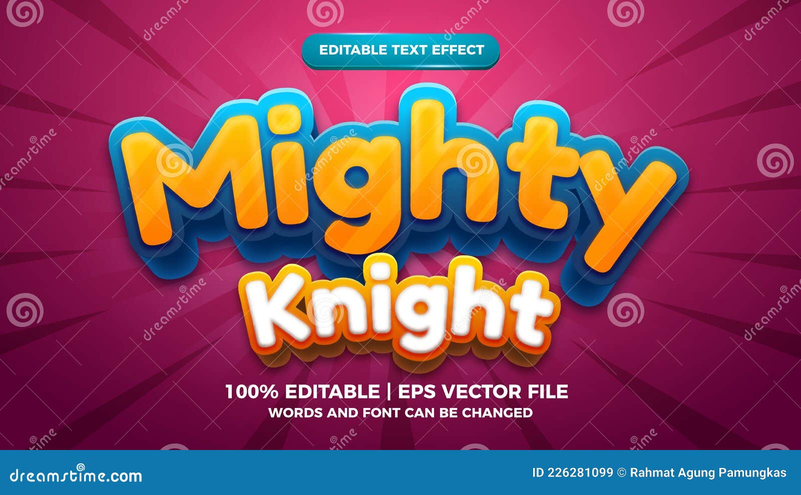 Mighty Knight Editable Text Effect Cartoon Comic Game Style Stock ...