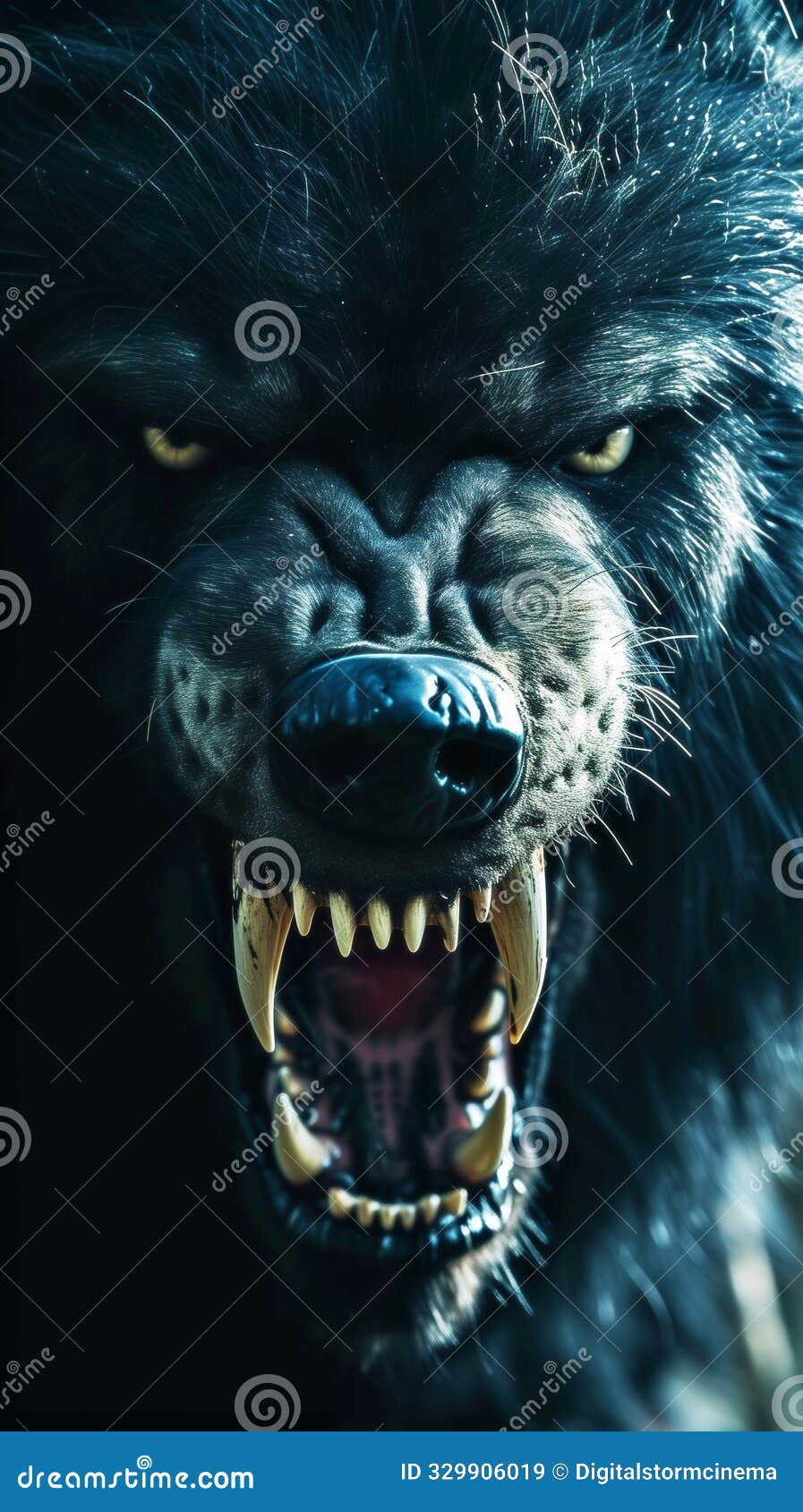 A Mighty Mythical Werewolf Aggressively Shows His Fangs Stock ...