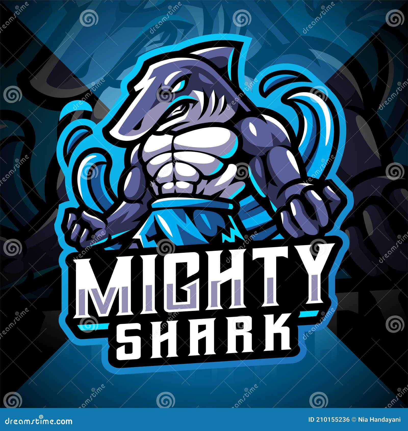 Mighty Shark Esport Mascot Logo Stock Vector - Illustration of badge ...
