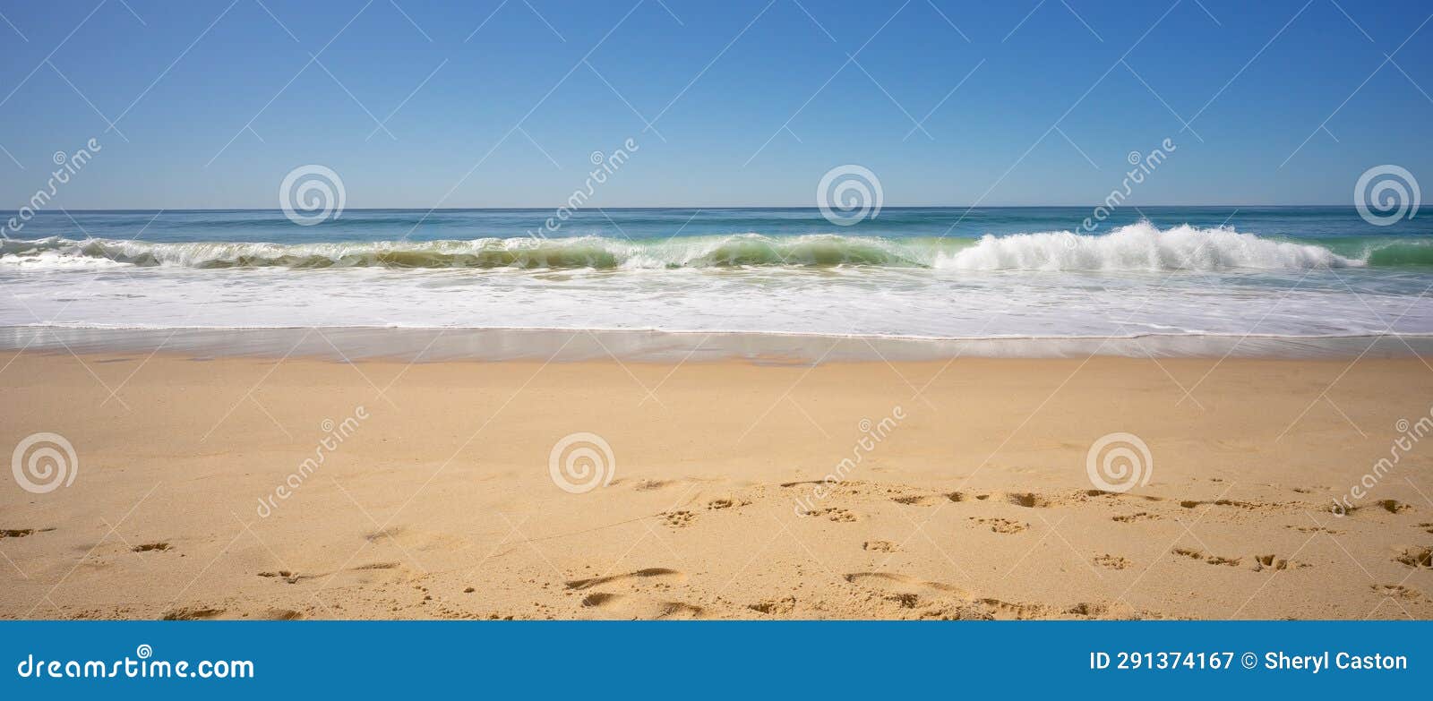 Mighty Strong Waves Roar As they Constantly Crash Onto Sandy Beach ...