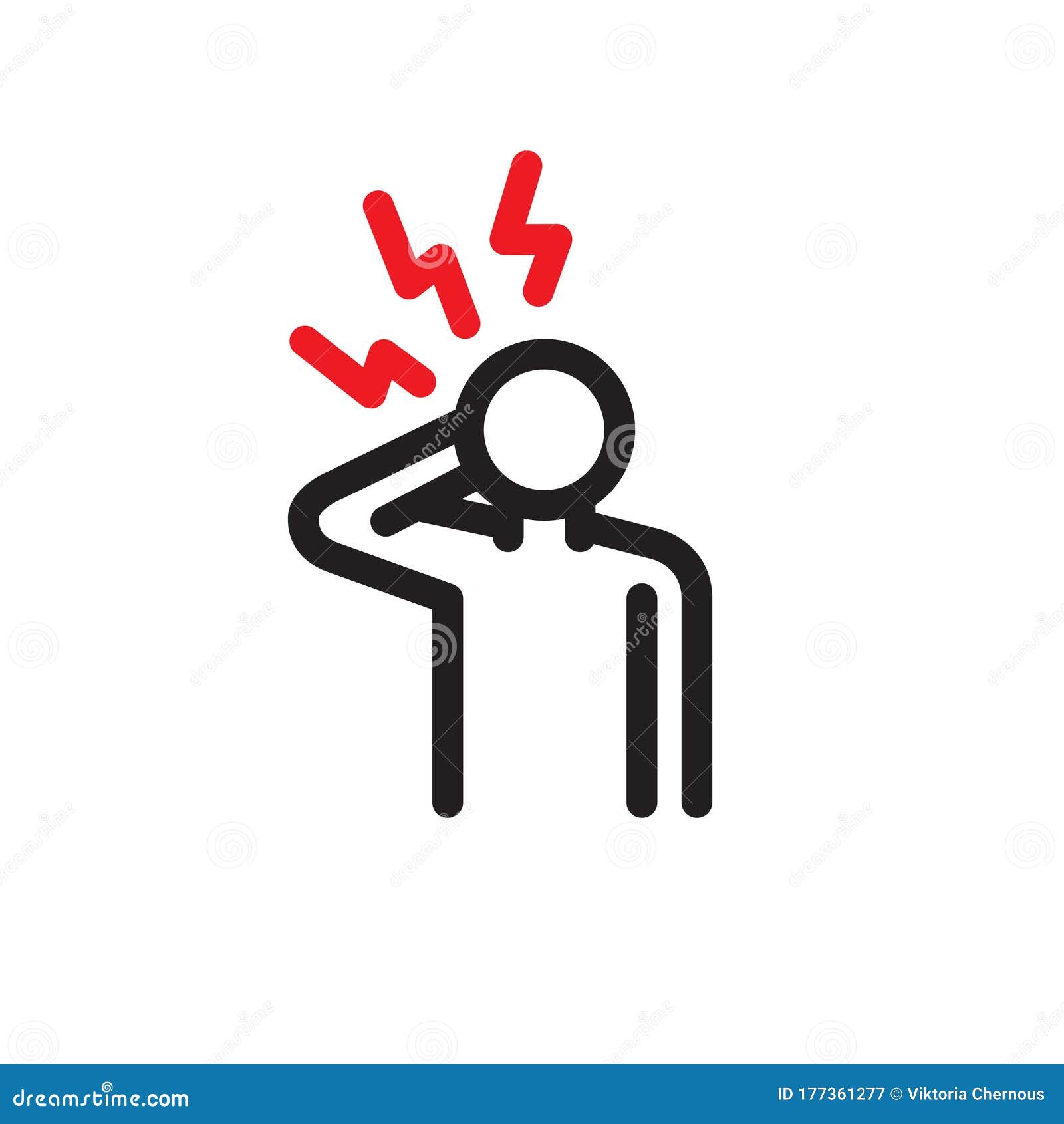 Migraine Line Icon, Vector Illustration Stock Illustration ...