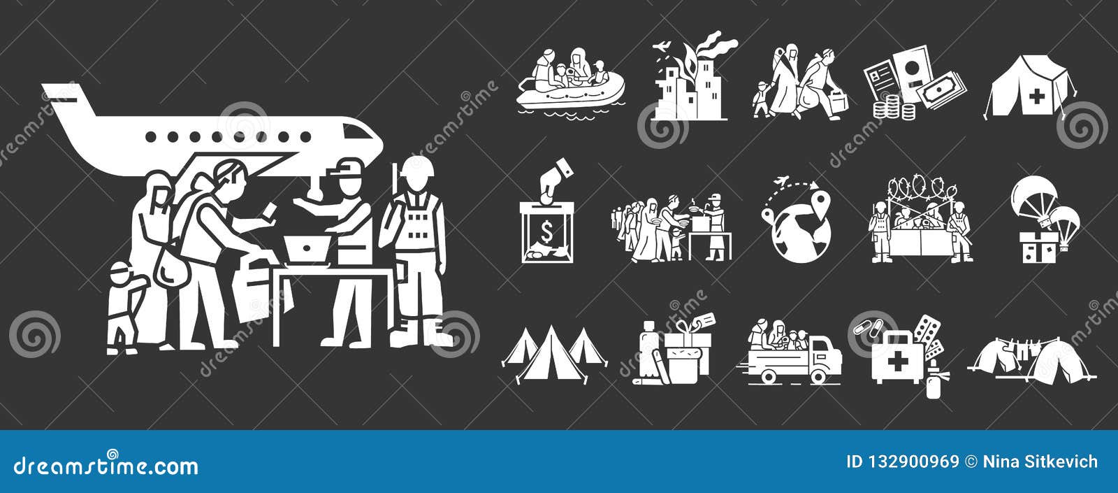 Migrant Icon Set, Simple Style Stock Vector - Illustration of people ...