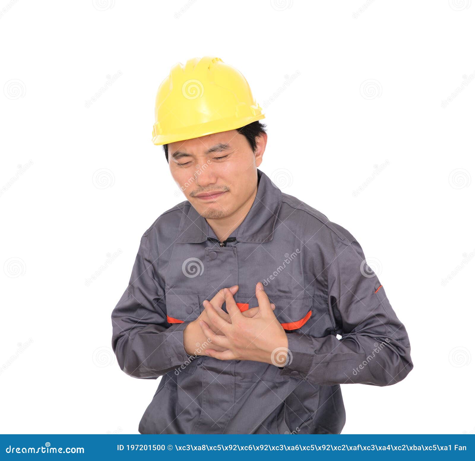 Migrant Worker with Heart Attack in Front of White Background Stock ...