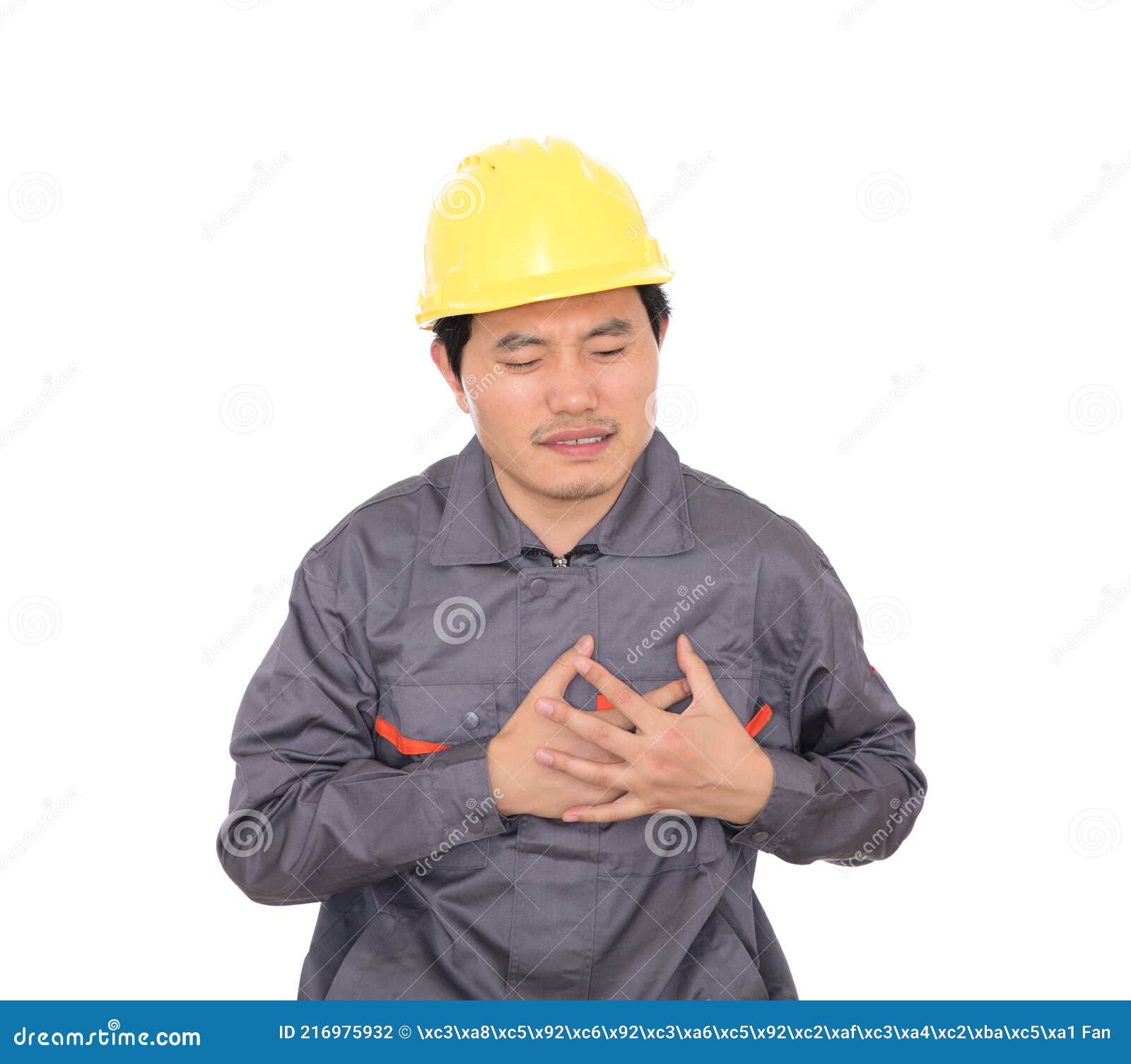 Migrant Worker with Heart Attack in Front of White Background Stock ...