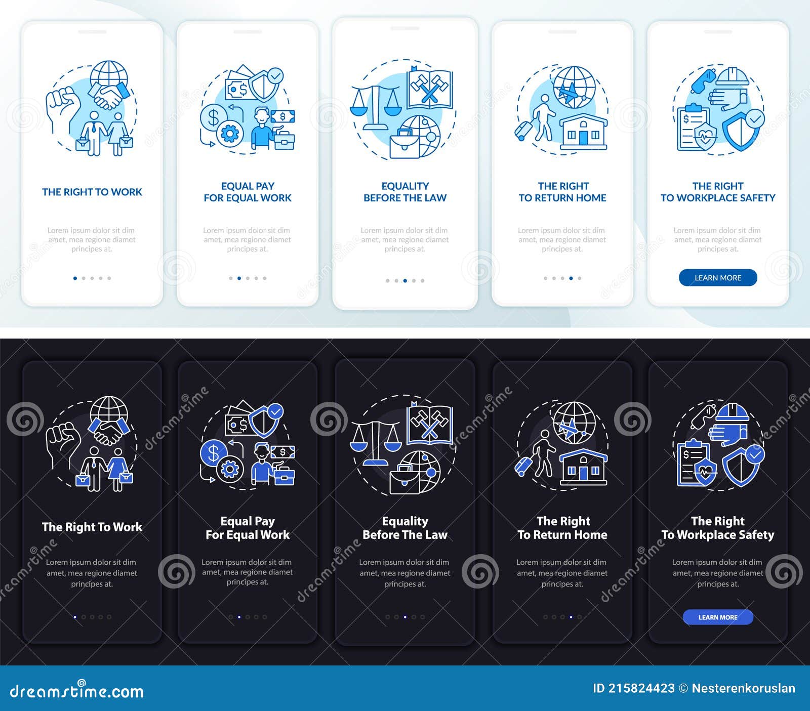Migrant Workers Onboarding Mobile App Page Screen with Concepts Stock ...
