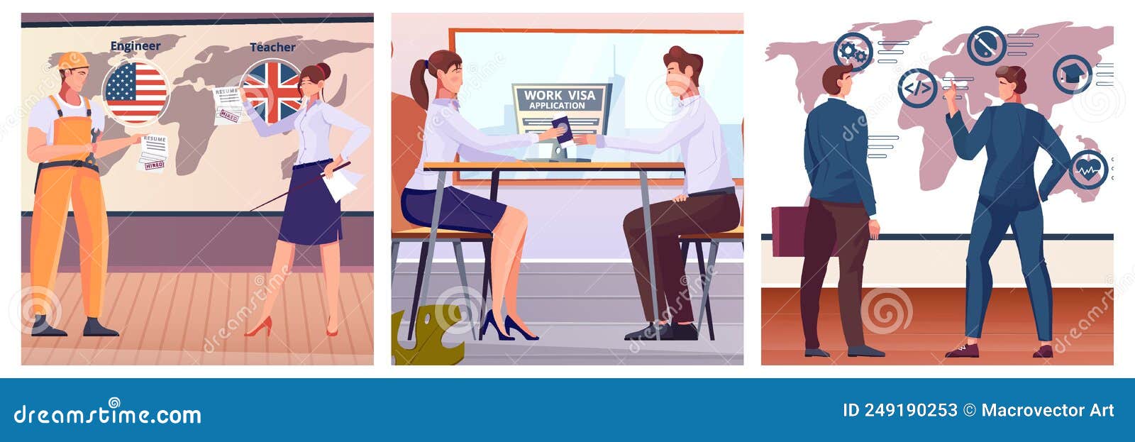 Migrant Workers Set stock vector. Illustration of isolated - 249190253