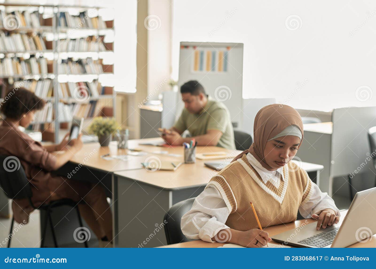 Migrants Learning Foreign Language in Library Stock Image - Image of ...