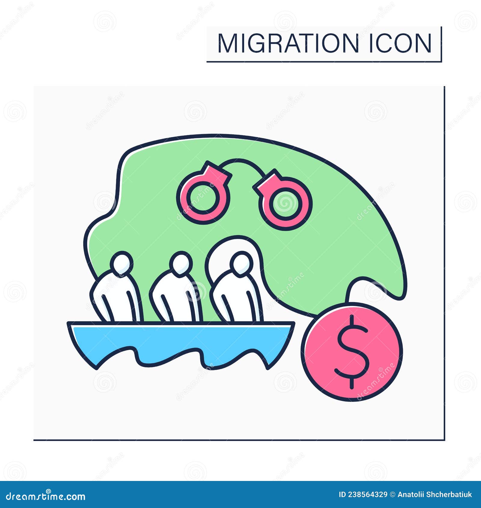 Migrants Smuggling Color Icon Stock Vector - Illustration of illegal ...