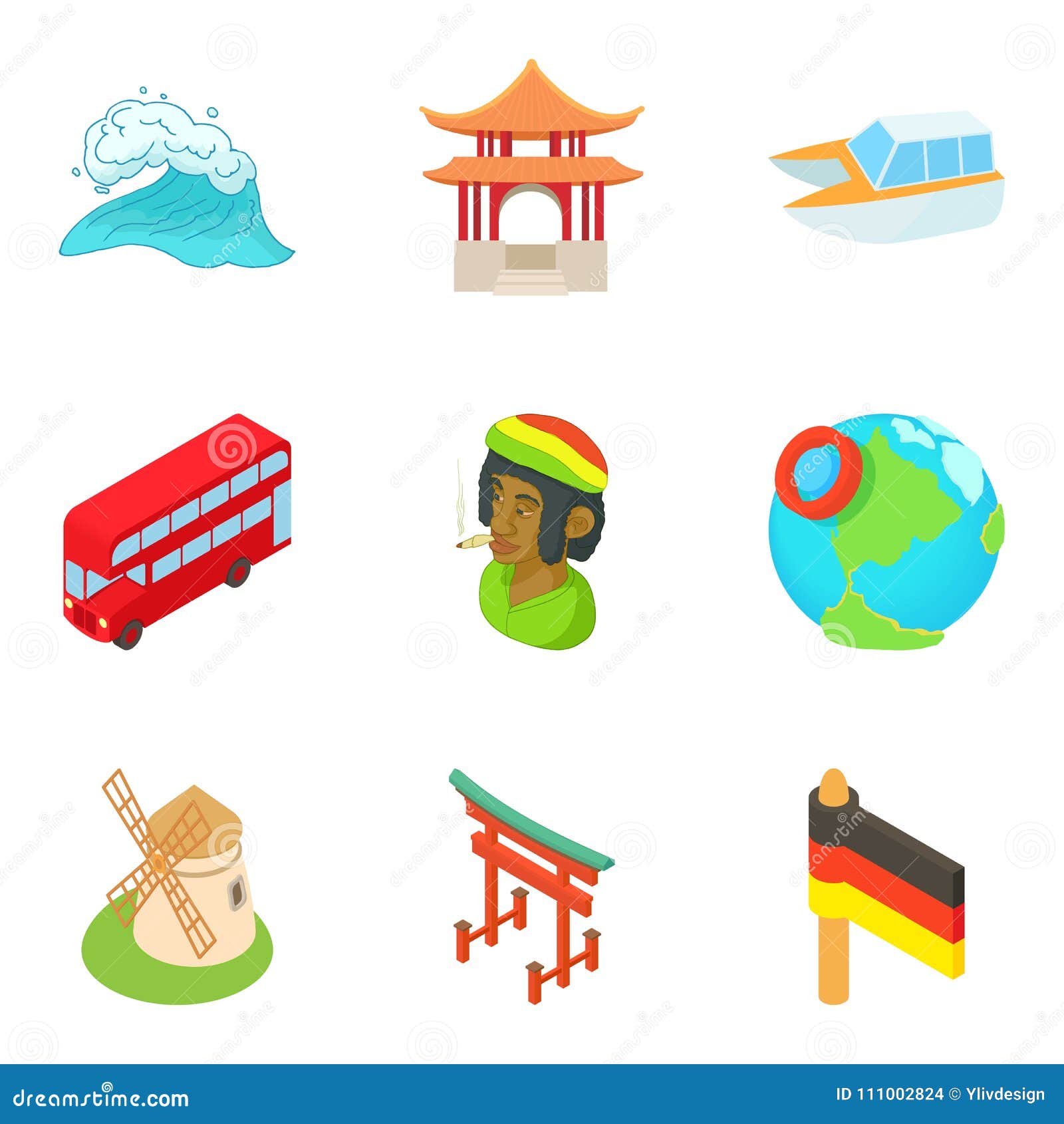 Migrate Icons Set, Cartoon Style Stock Vector - Illustration of globe ...