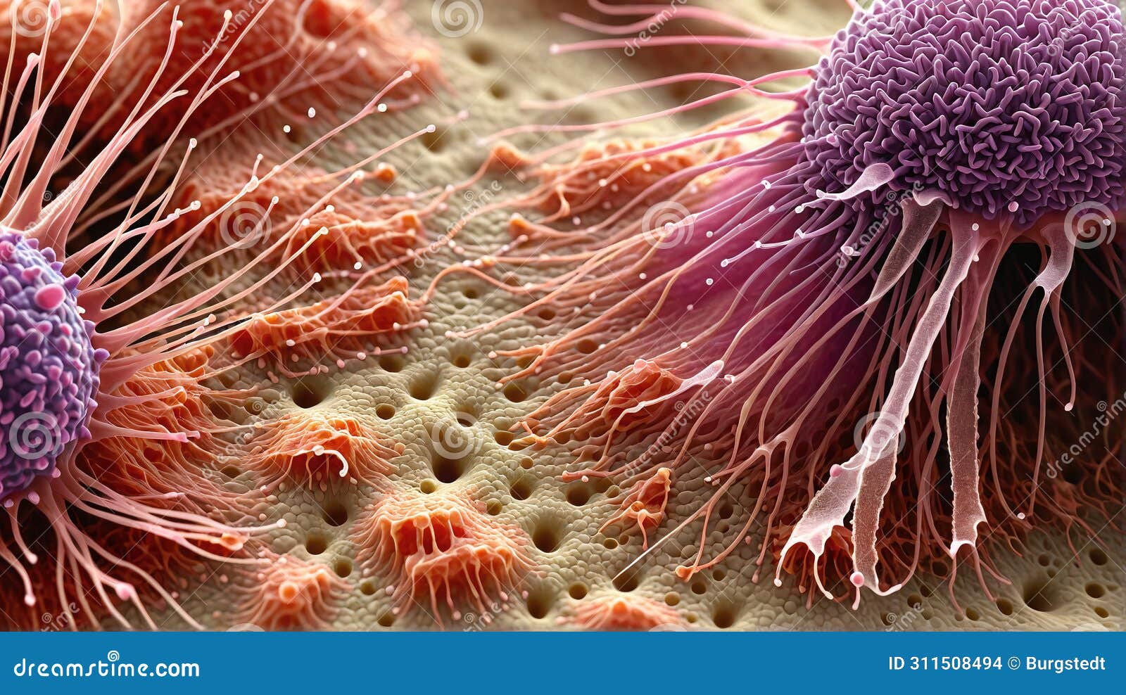 Cancerous Cell In Biological Tissue Under A Microscope, Banner, Made ...