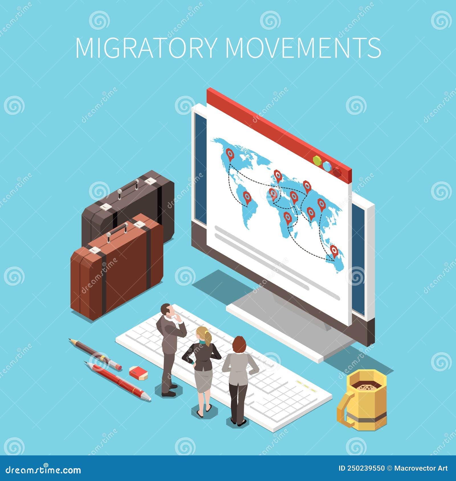 Migration Analytics Isometric Composition Stock Vector - Illustration ...