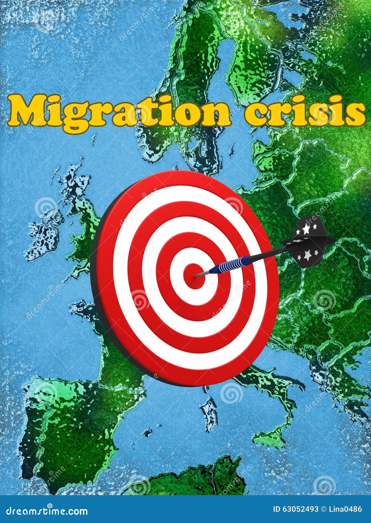 Migration crisis in Europe stock illustration. Illustration of close ...
