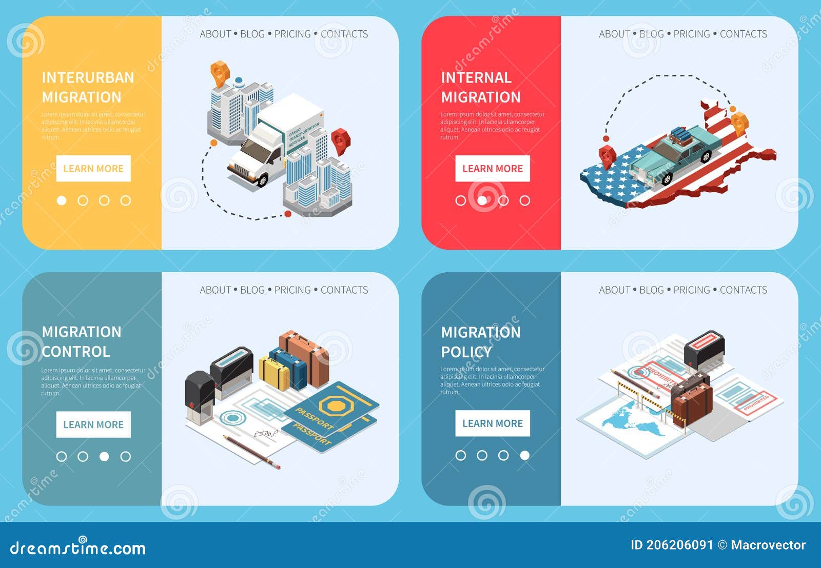 Migration Horizontal Banners Set Stock Vector - Illustration of migrant ...