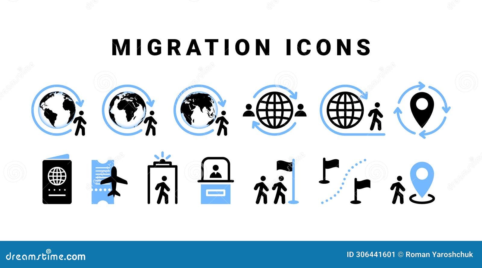 Migration Icon Set. Vector Icons Stock Illustration - Illustration of ...
