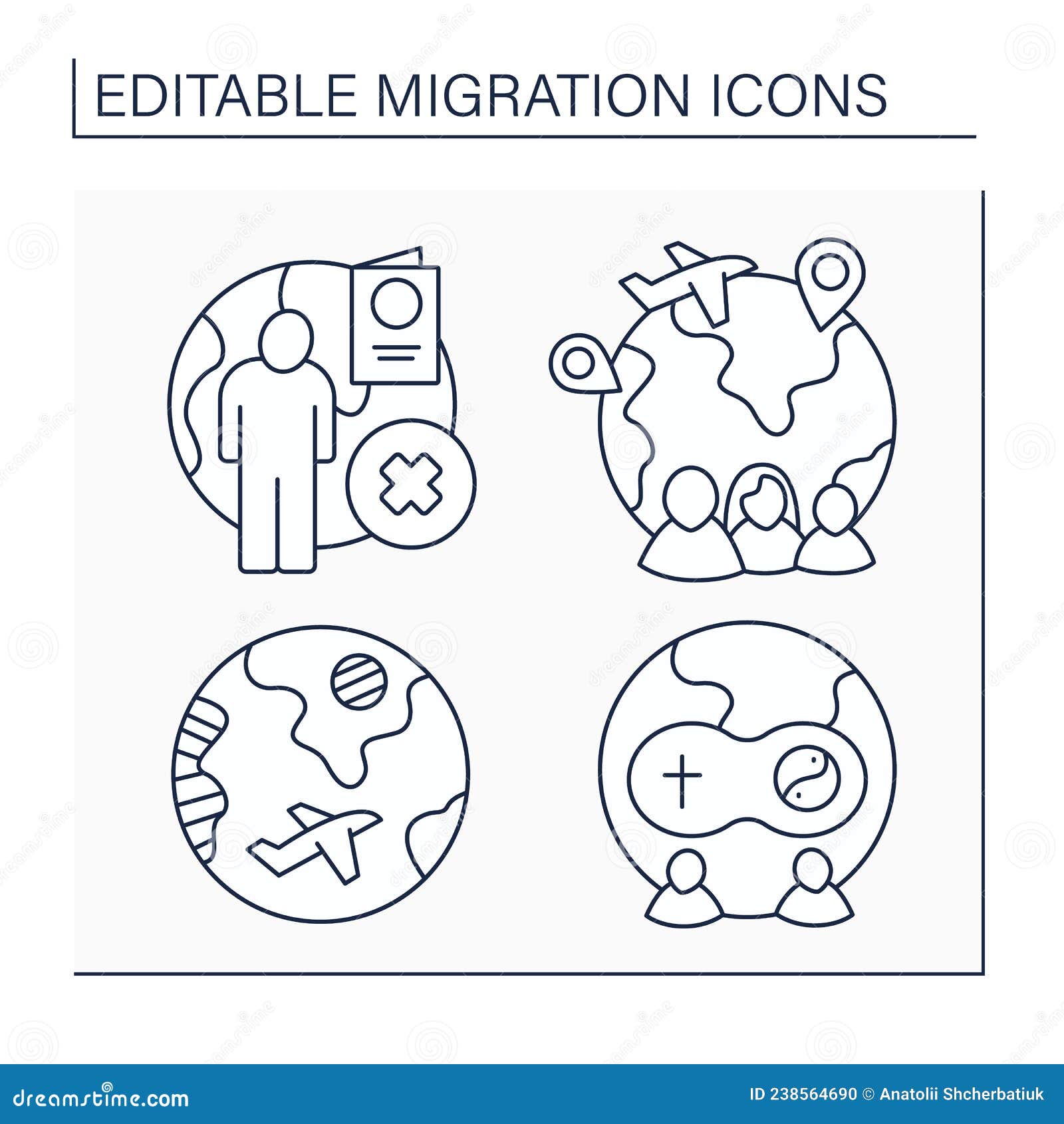 Migration line icons set stock vector. Illustration of icons - 238564690