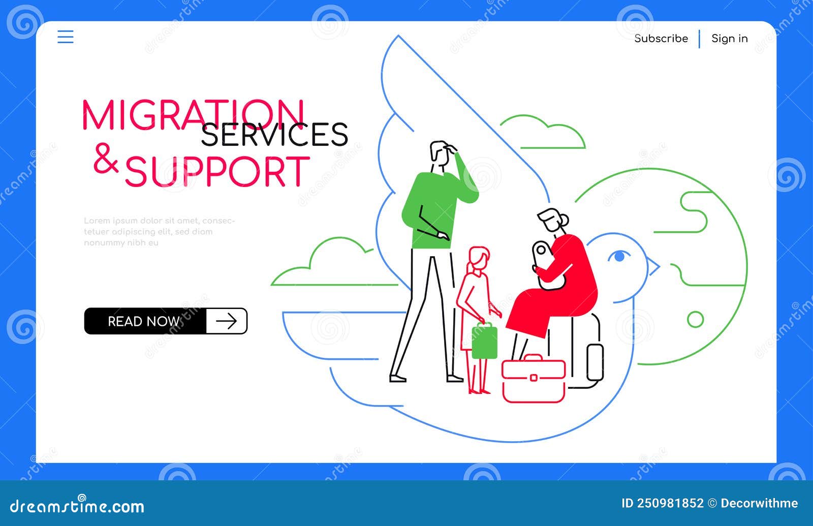 Migration Services and Support - Modern Flat Design Style Web Banner ...